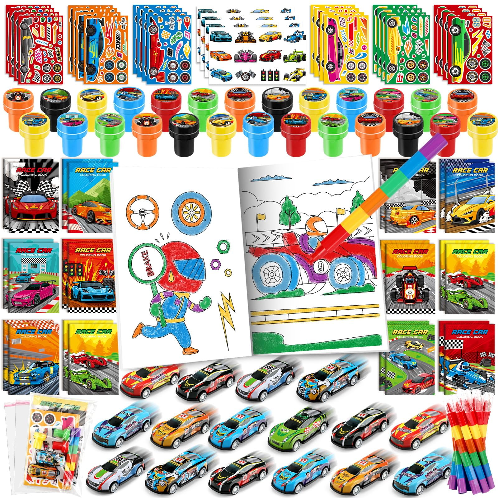 BenLouis 84Pcs Race Car MMF7 Party Favors Racing Theme Books Crayons ...
