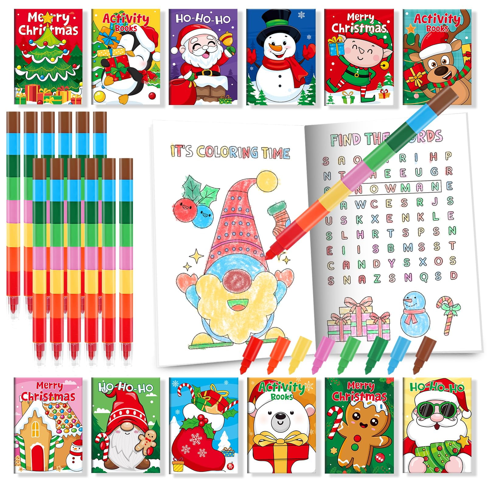 BenLouis Christmas Mini Coloring Activity Books Kids with Stacking ...