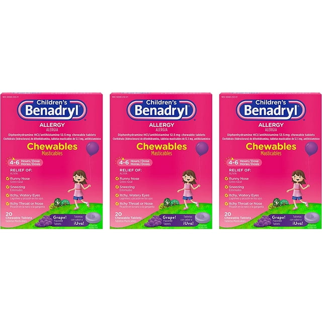 Benadryl Children's Allergy Chewables with Diphenhydramine HCl ...