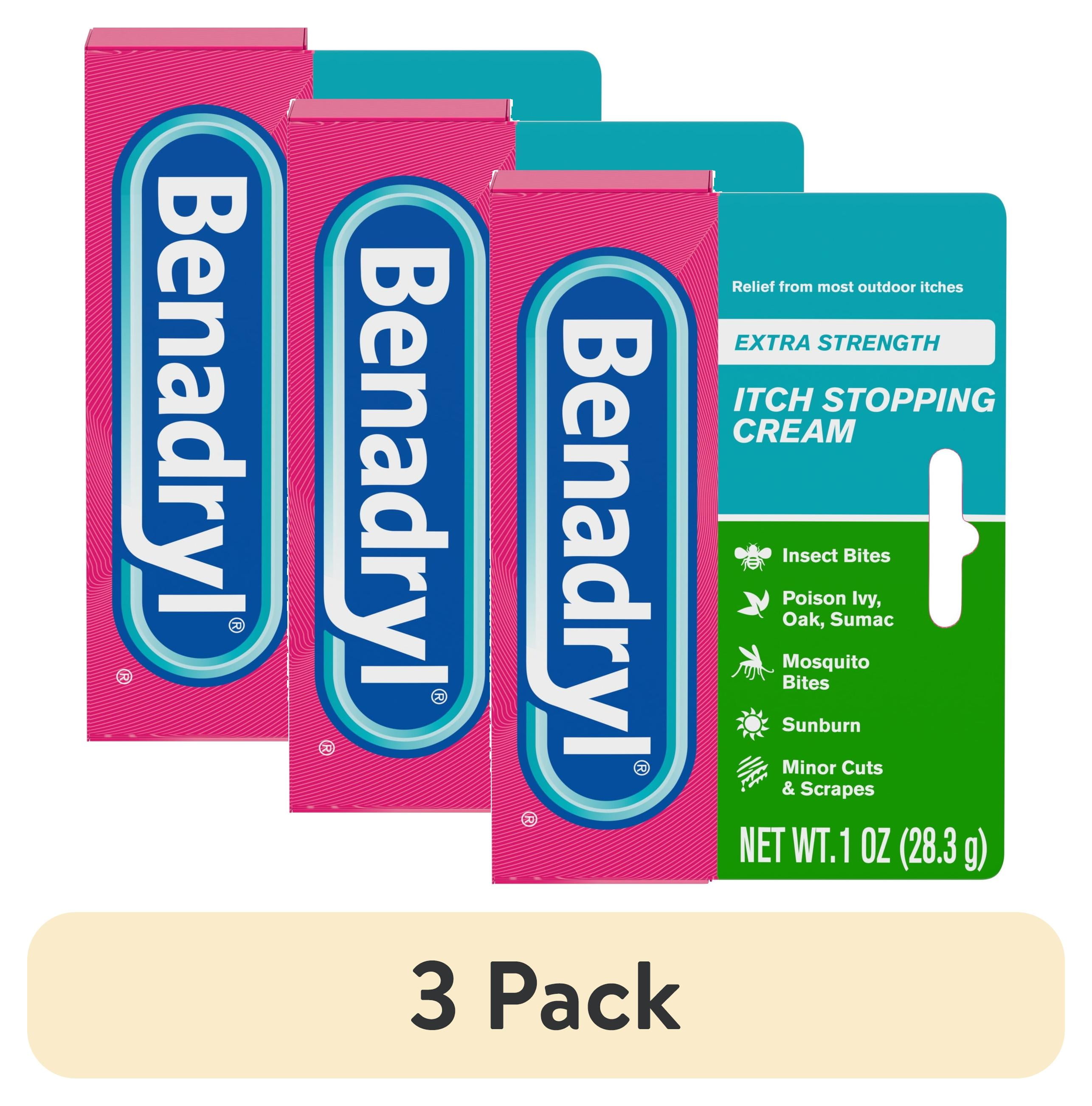(3 pack) Benadryl Extra Strength Anti-Itch Topical Analgesic Cream, 1 oz - Walmart.com