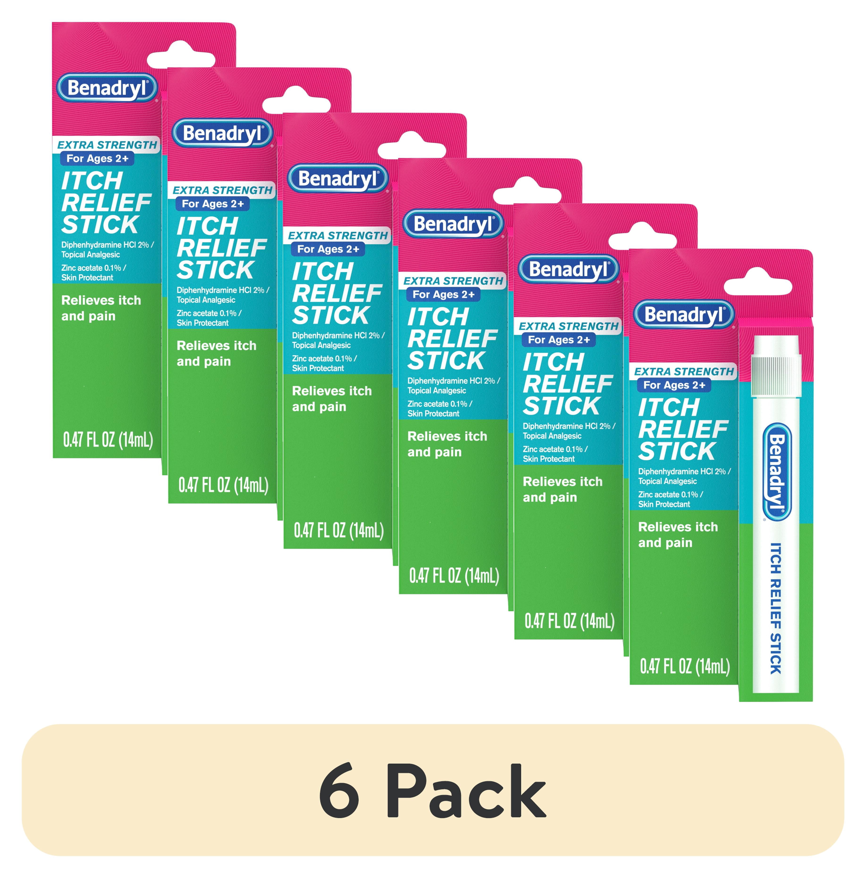 (6 pack) Benadryl Extra Strength Itch Relief Stick, Travel Size, 0.47 ...