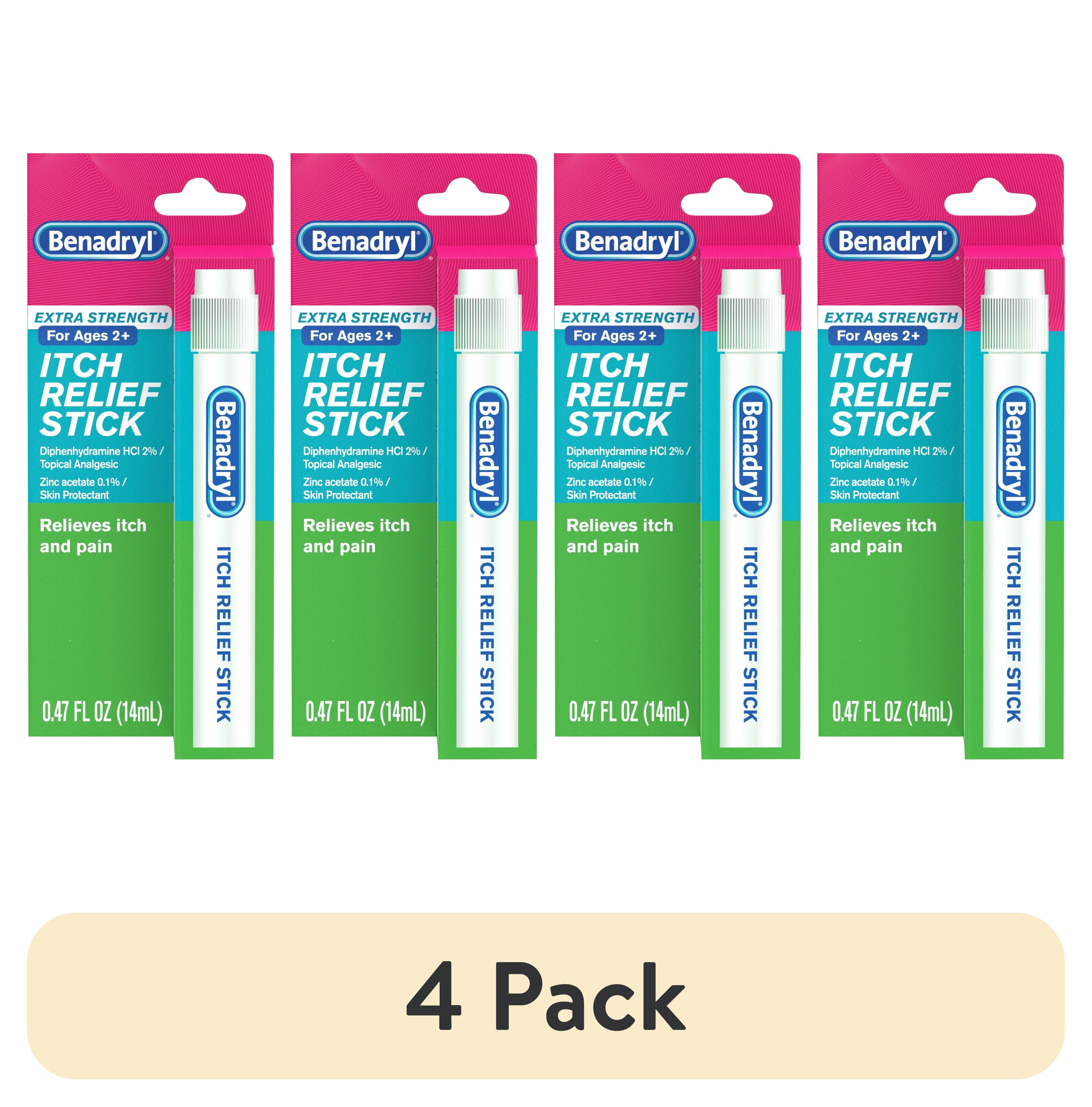 (4 pack) Benadryl Extra Strength Itch Relief Stick, Travel Size, 0.47 fl. oz - Walmart.com