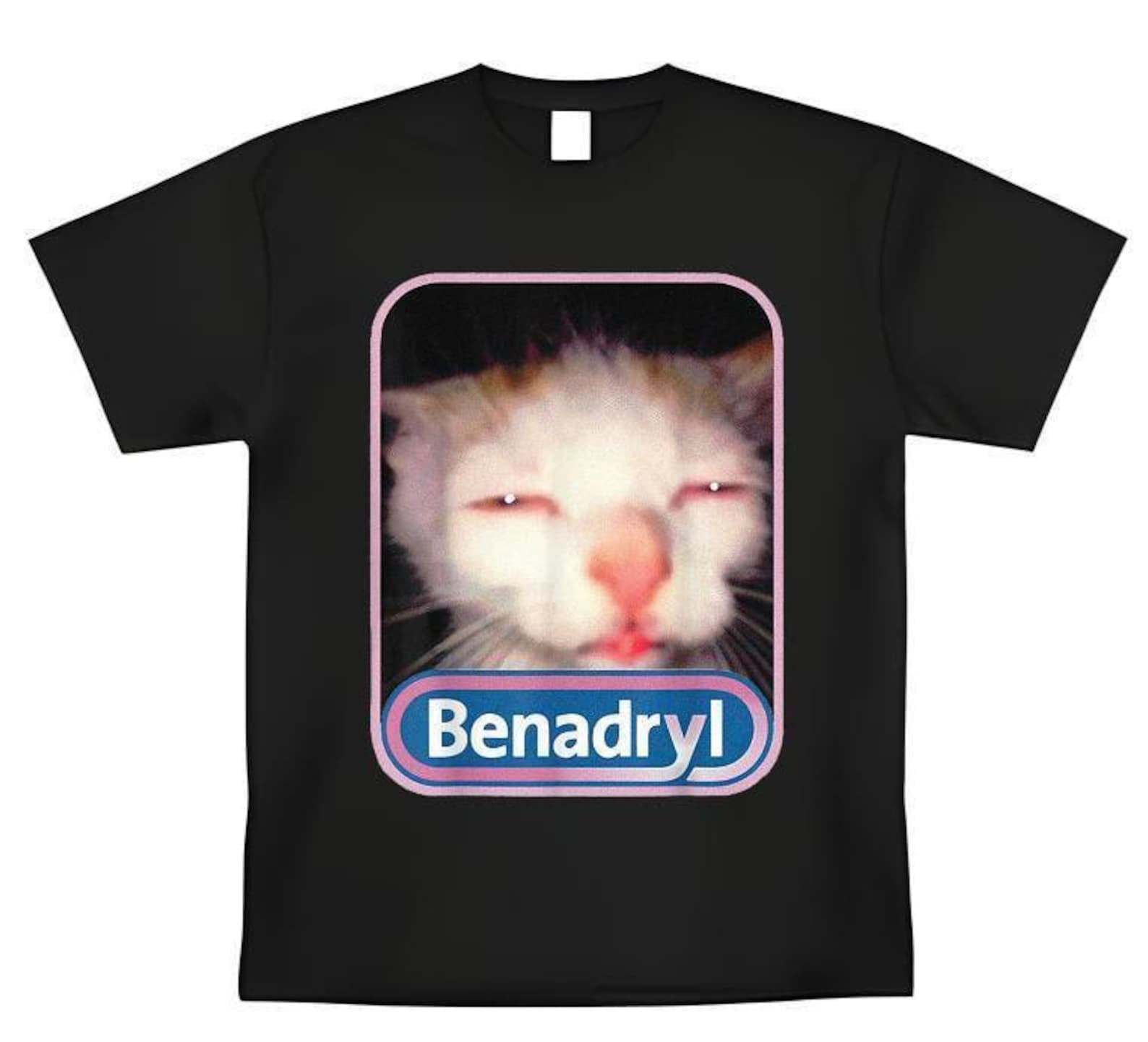 Benadryl Meme Cat Benny T-Shirt, Gen Z Humor,Y2K Meme Shirt - Walmart.com