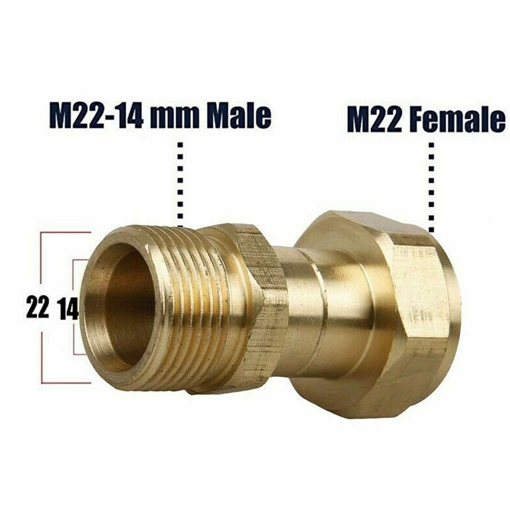 Benafini 1PC M22 14mm Brass Pressure Washer Swivel Joint Connector Hose ...