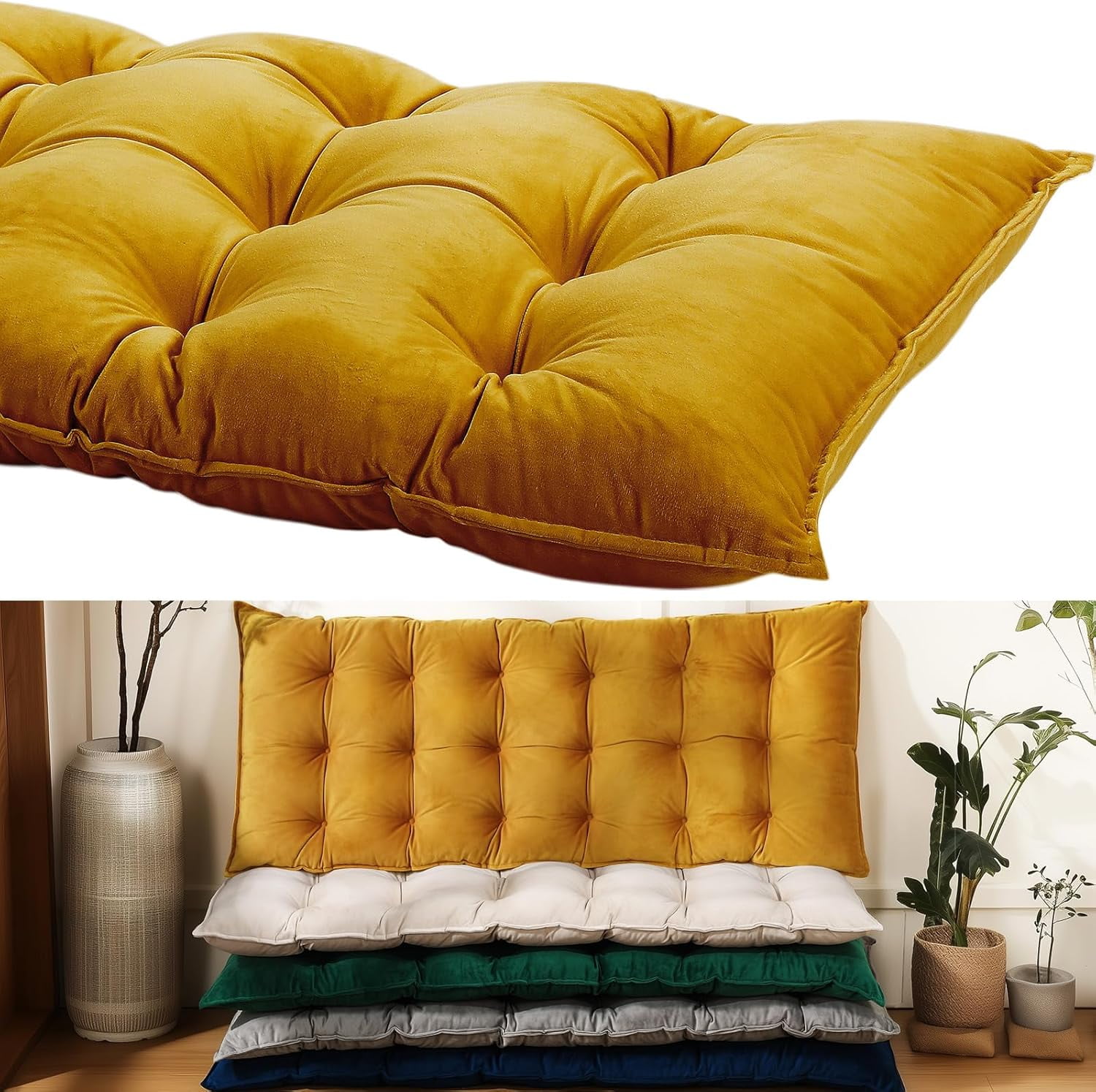 Bench Cushion for Indoor Furniture 48x18 in Velvet Thicken Indoor ...