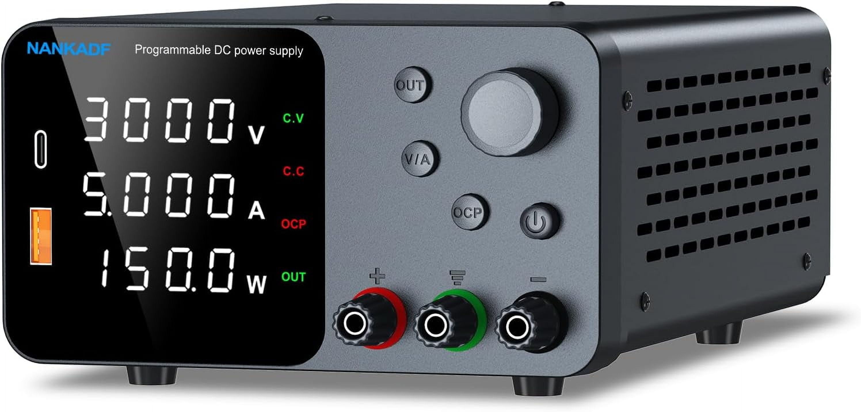 Bench DC Power Supply with Encoder Adjustment, 5V/3.6A USB&Type-C Quick ...