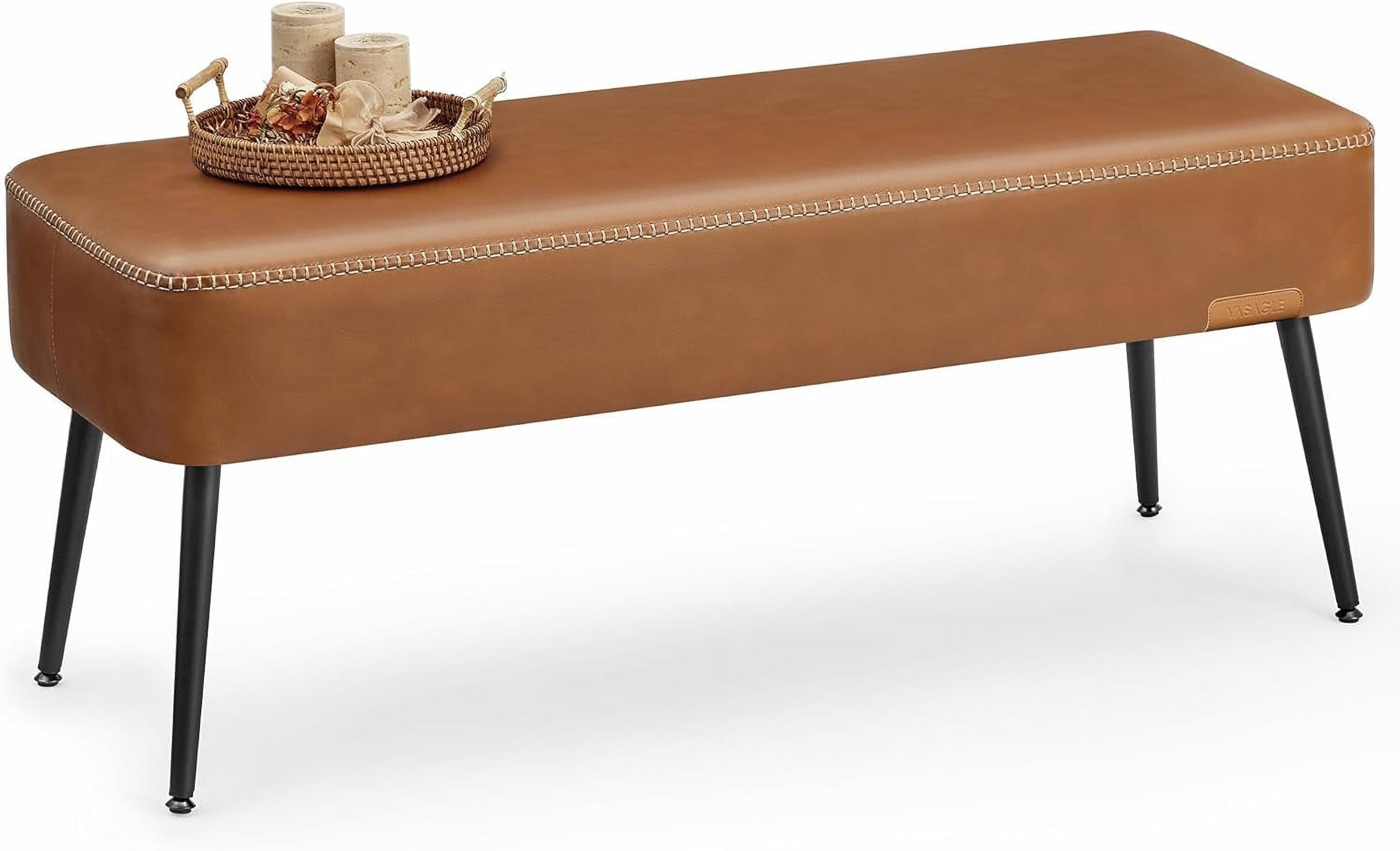 Bench for Entryway Bedroom, Synthetic Leather with Stitching, Ottoman ...