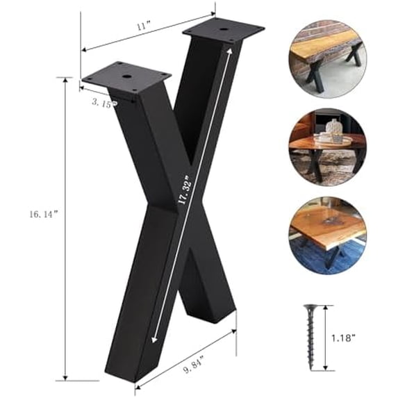 Bench Legs 16 Inch X-Shape Metal Bench Legs Sturdy Metal Coffee Table ...