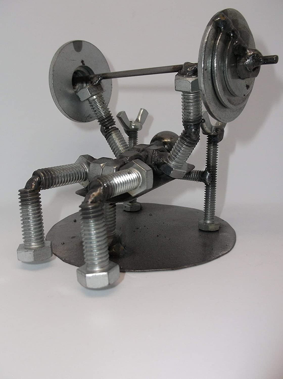 Bench Press, Weight Lifter Metal Bolt Figurine, Miniature Body Builder ...