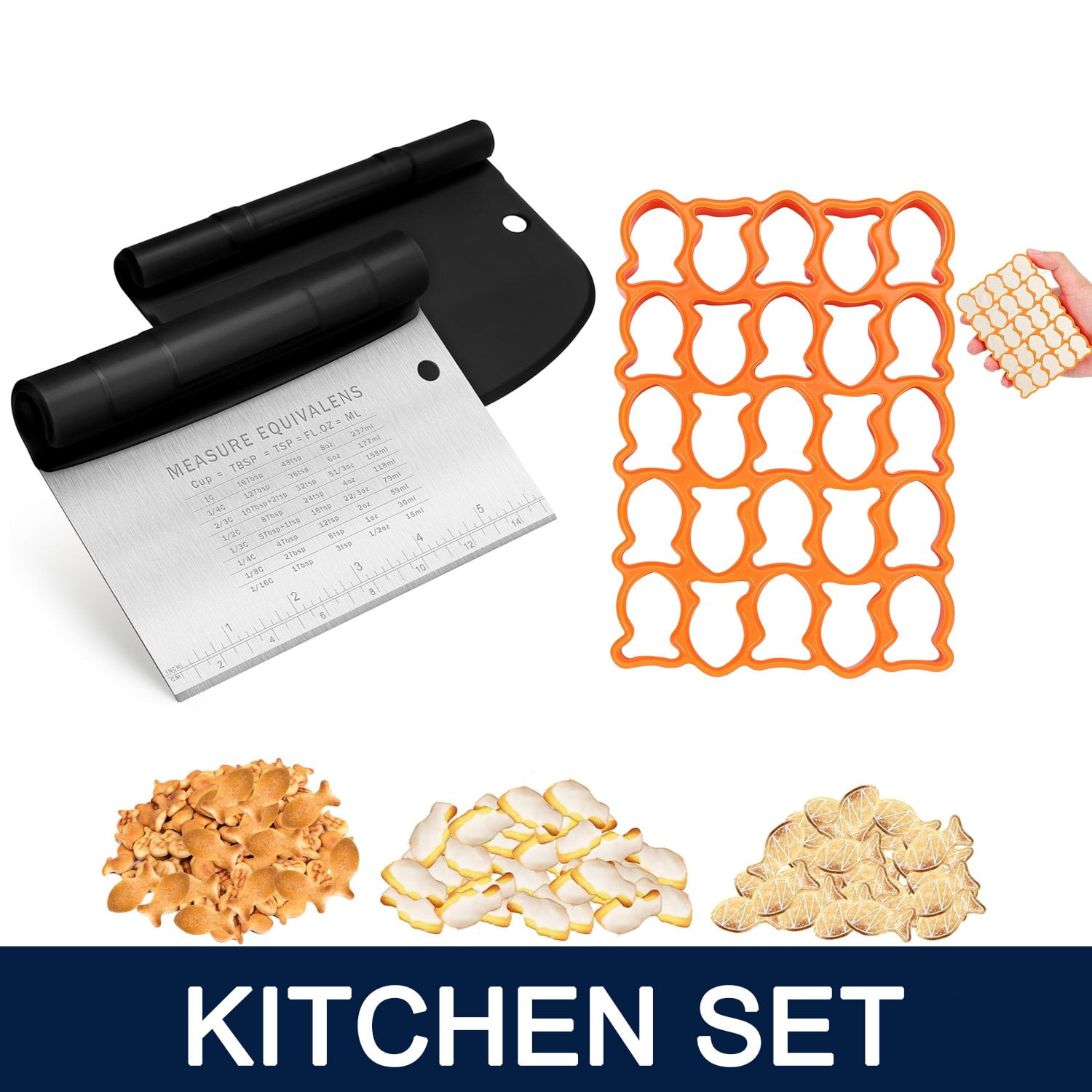 Bench Scraper for Baking, Stainless Steel Dough Cutter and Scraper Tool ...