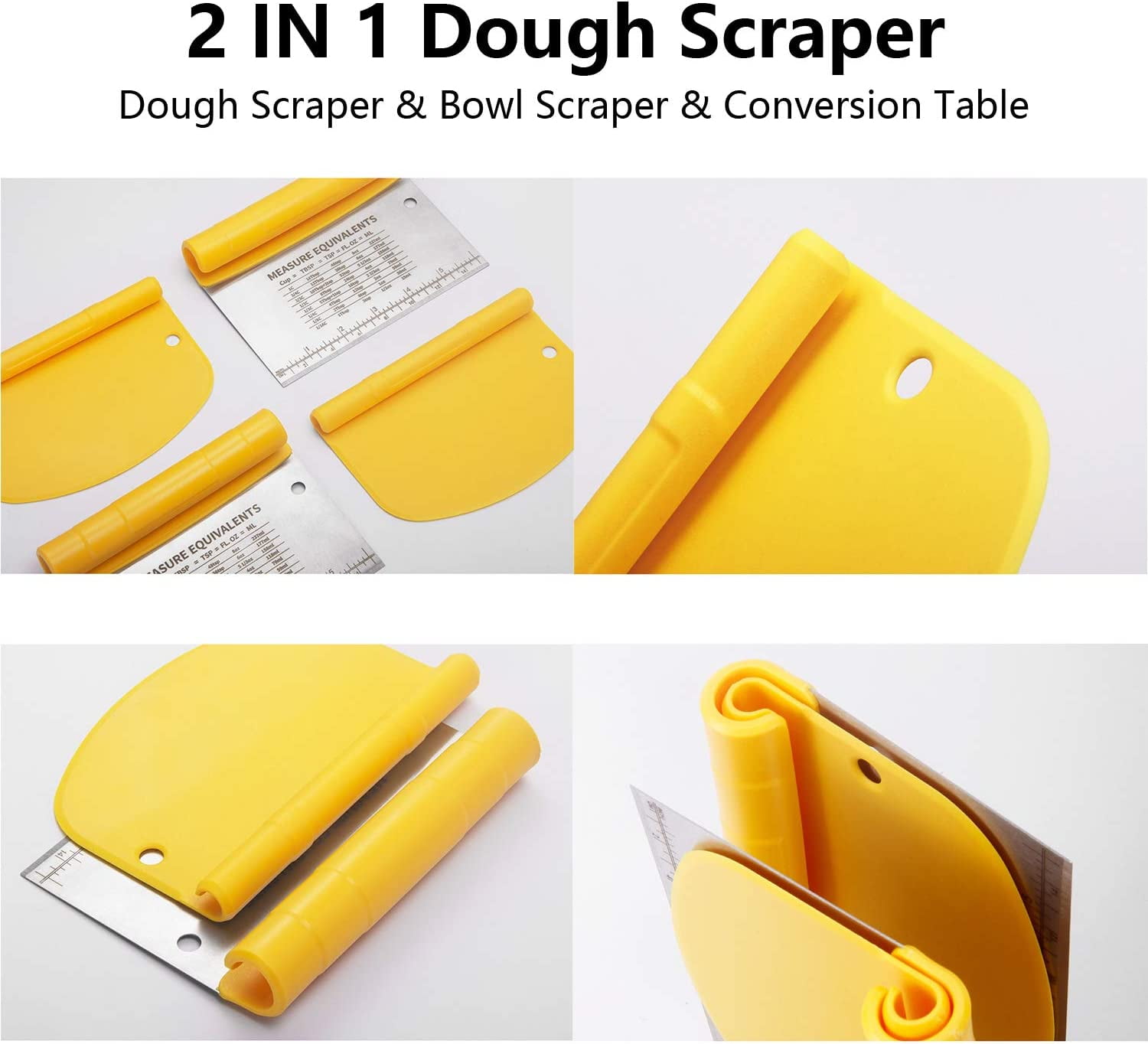 Bench Scraper Kitchen for Bread, Stainless Steel Dough Cutter and ...