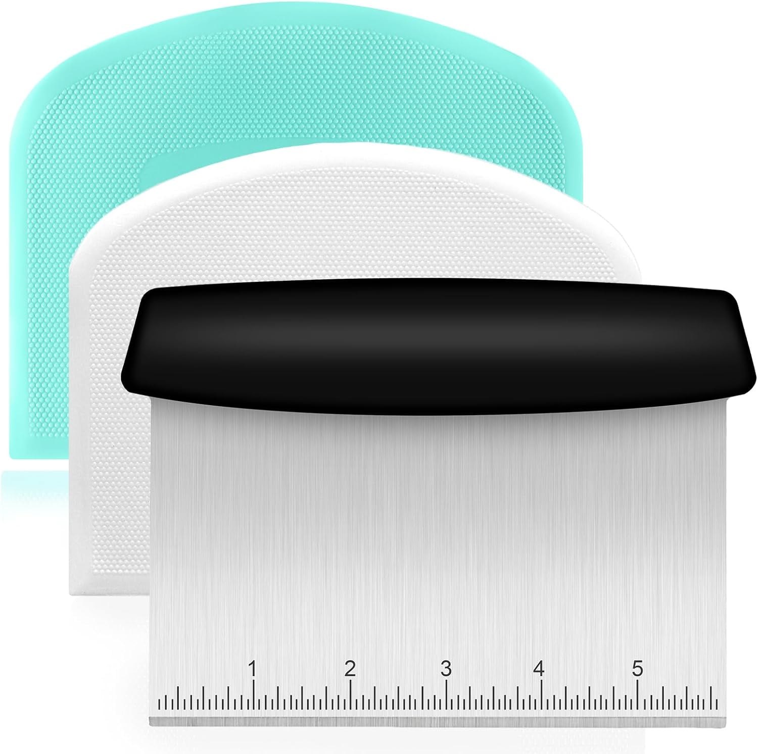 Bench Scraper, Premium Stainless Steel Dough Scraper with 2 PCS ...