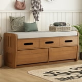 Acacia Wood Storage Bench with Hidden Drawers - Walmart.com