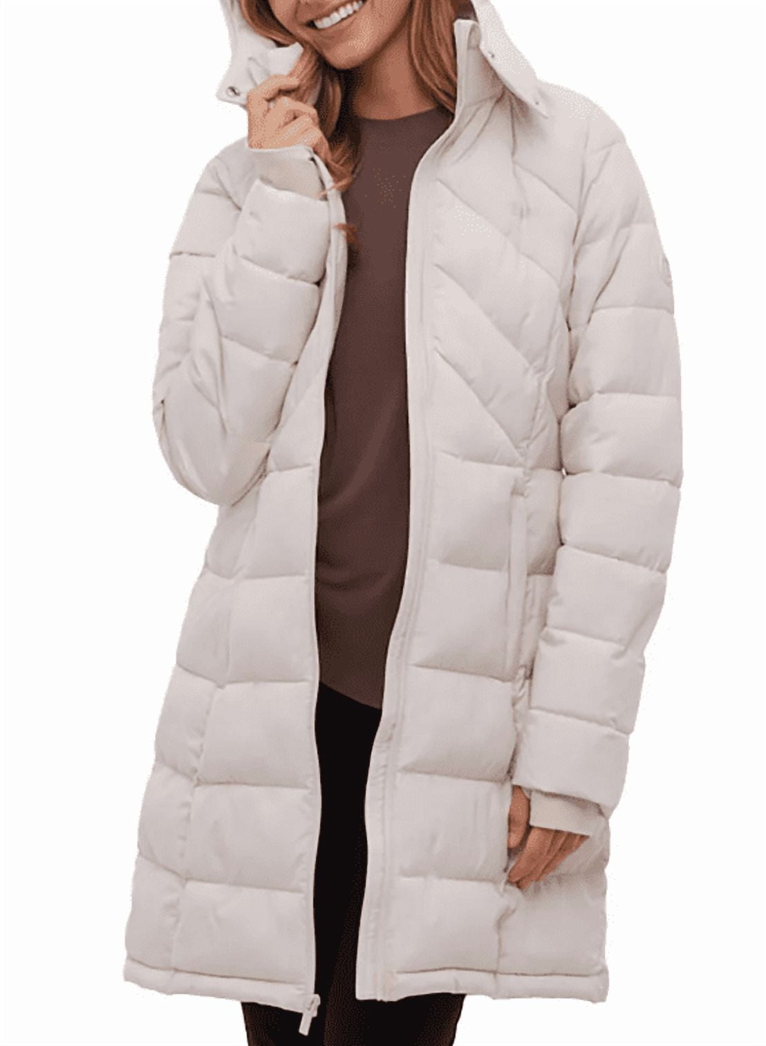 Bench. Women's Long Puffer Jacket Cream Medium - Walmart.com