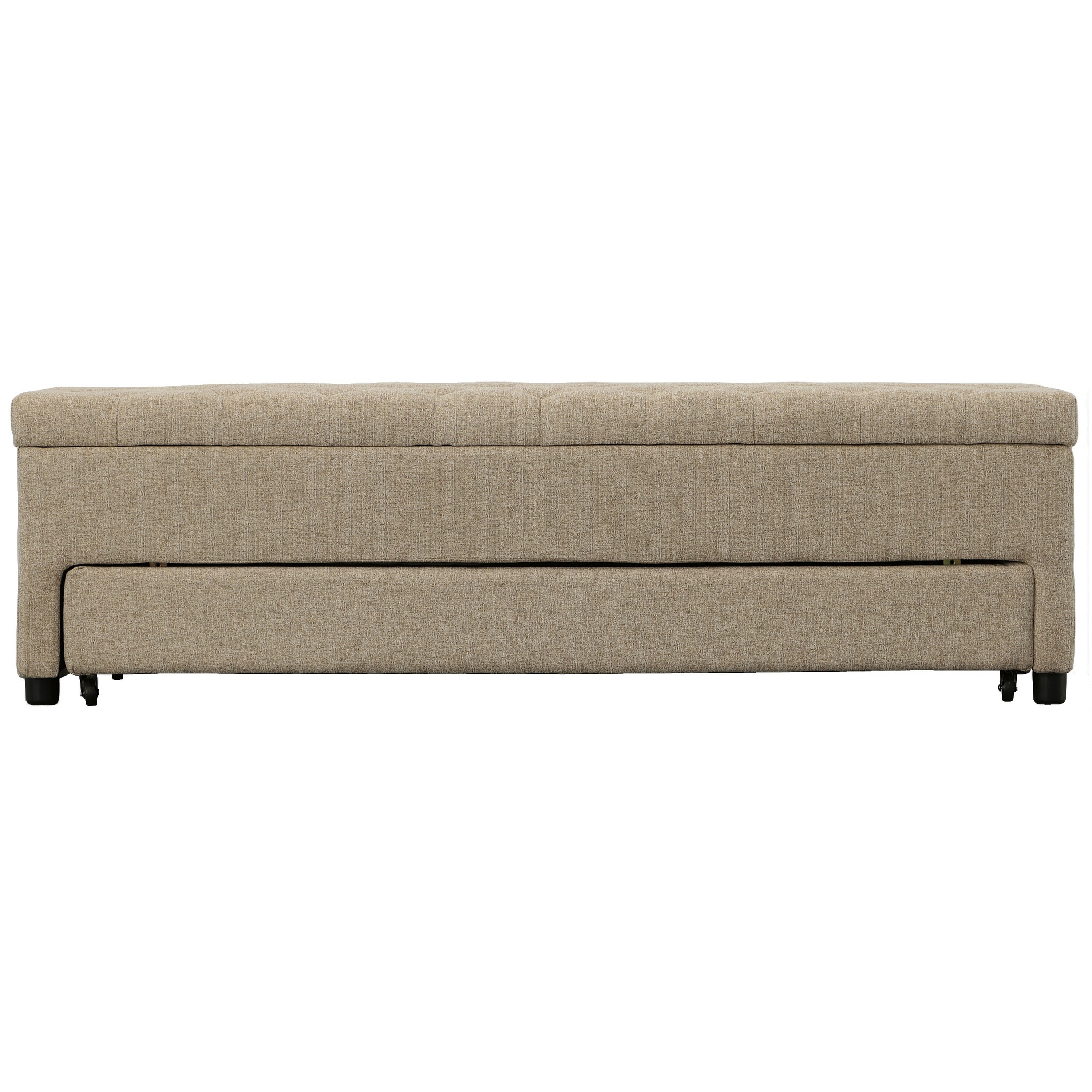 Bench with Button Tufting and Pull Out Storage, Beige - Walmart.com
