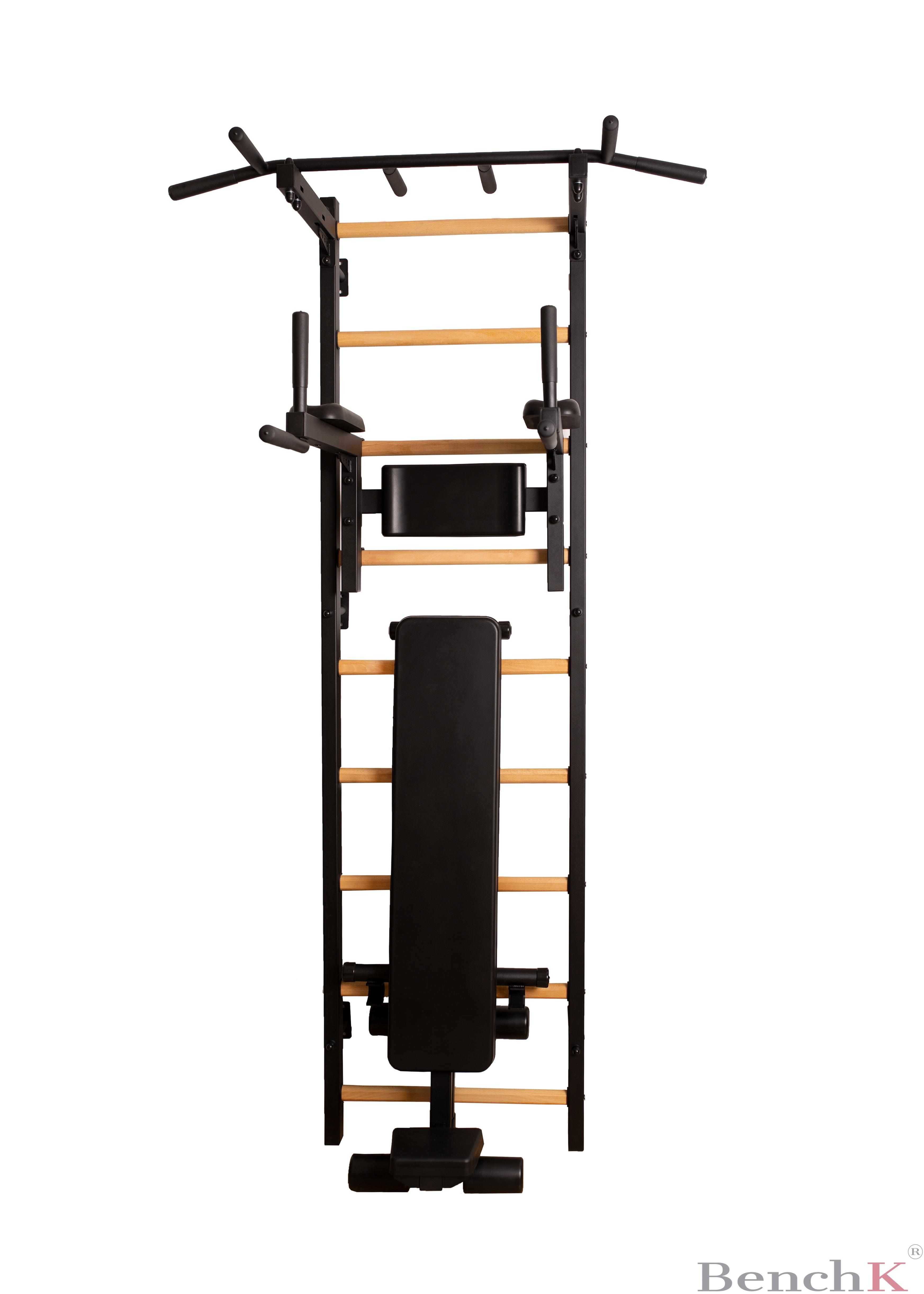 BenchK - Power Tower Pull Up Bar Dip Station - Wooden Swedish Ladder ...
