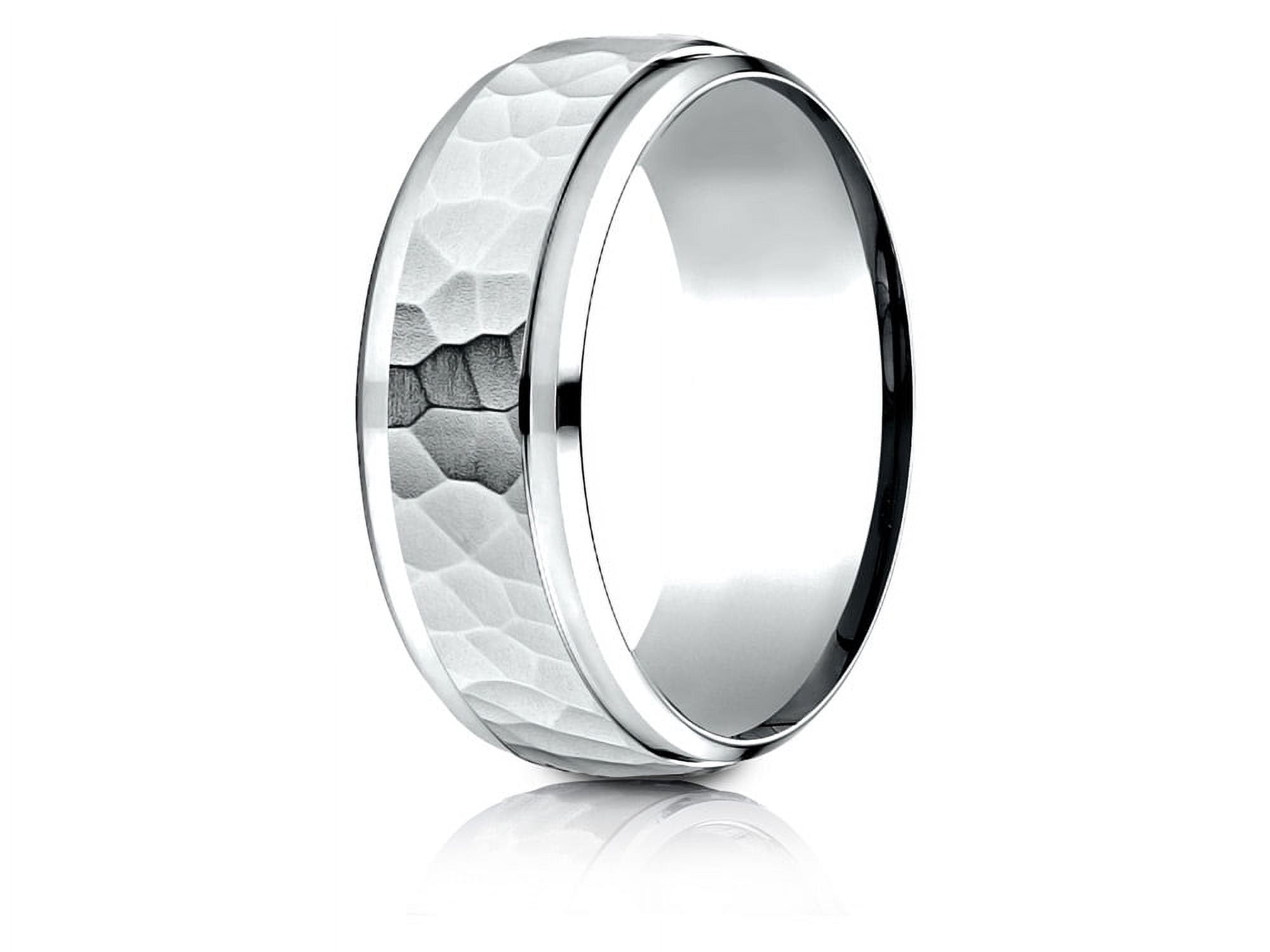Benchmark 10k Gold 8mm Comfort-fit Drop Bevel Hammered Finish Design ...