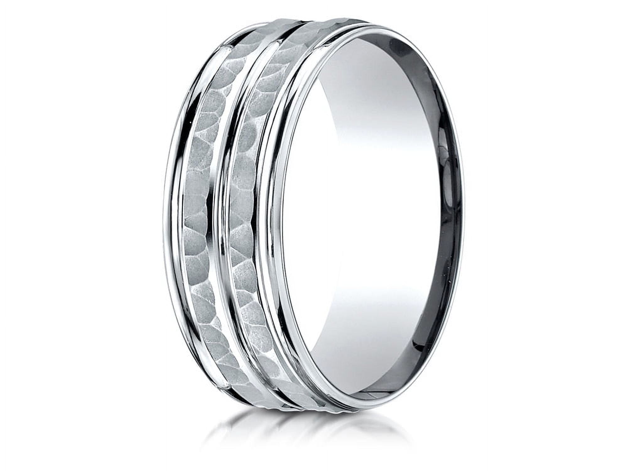 Benchmark 10k Gold 8mm Comfort-fit Hammer-finished Polished Center Trim ...