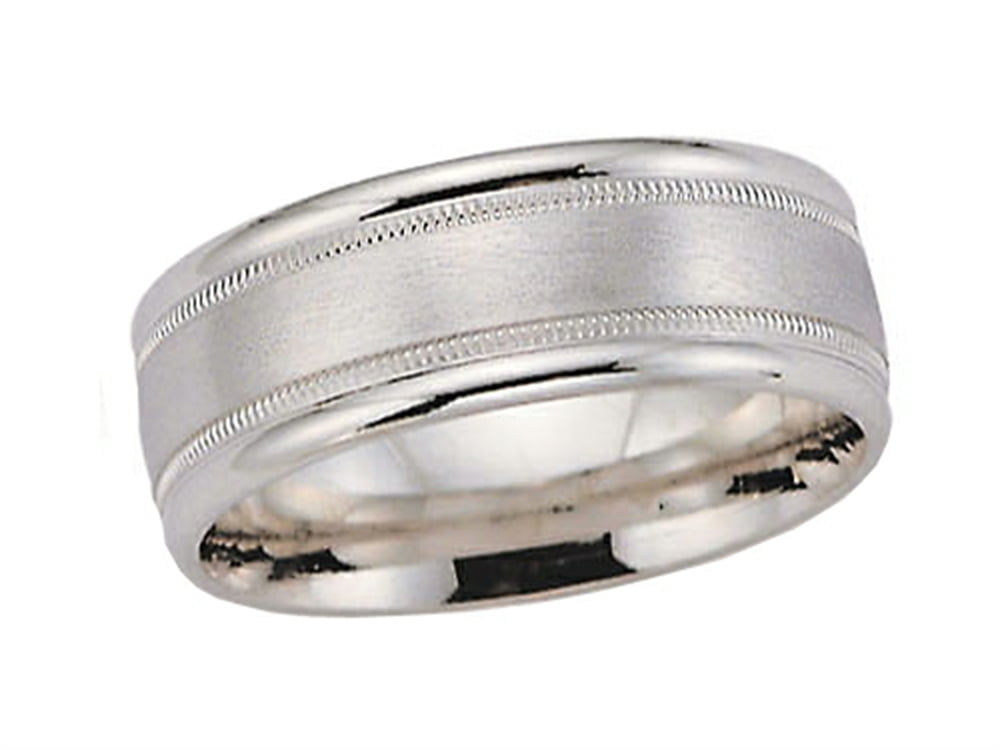 Benchmark 10k Gold 8mm Comfort-fit Satin Finish Center With Milgrain ...