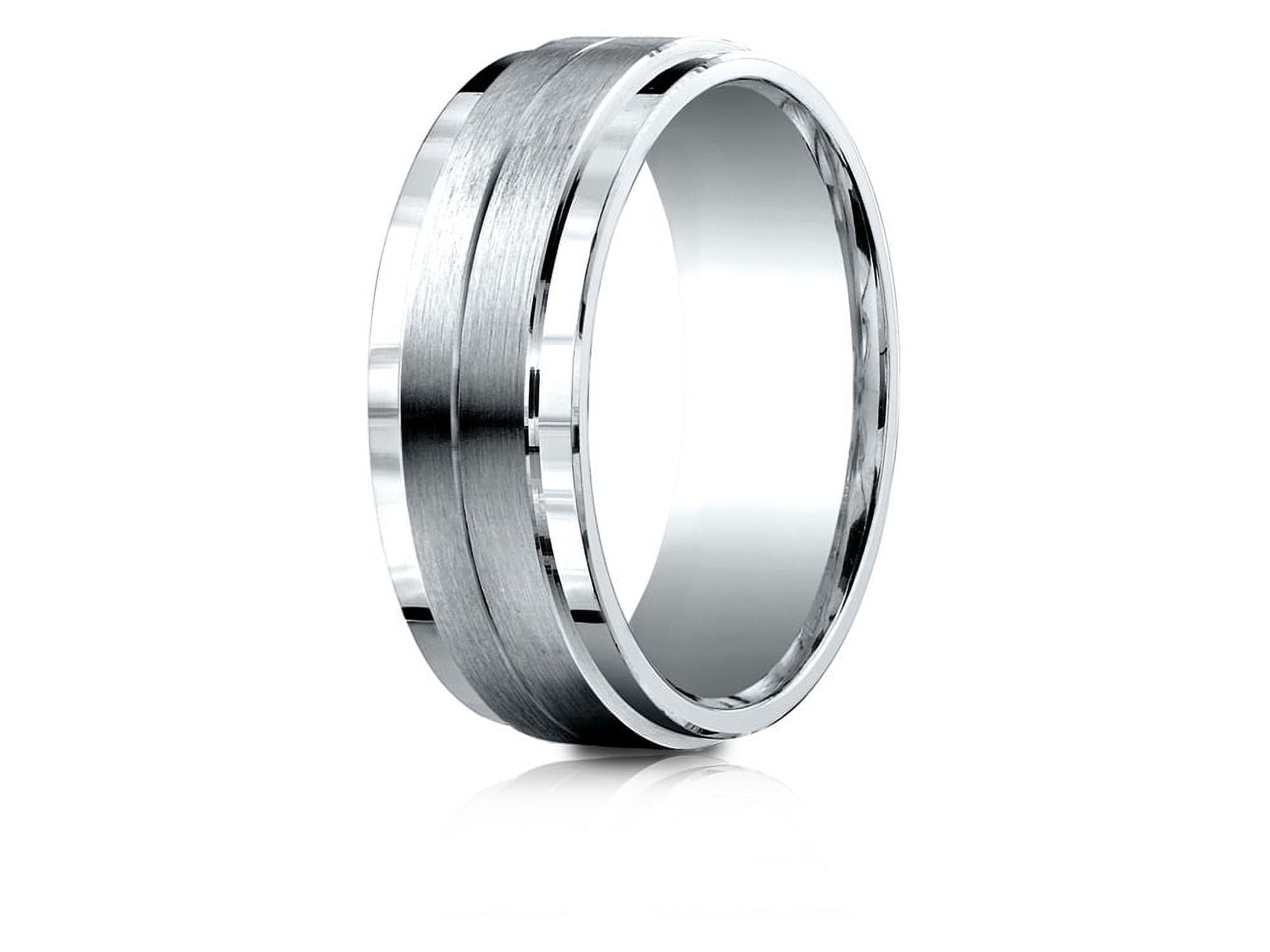 Benchmark 18k Gold 8mm Comfort-fit Drop Bevel Satin Center Design ...