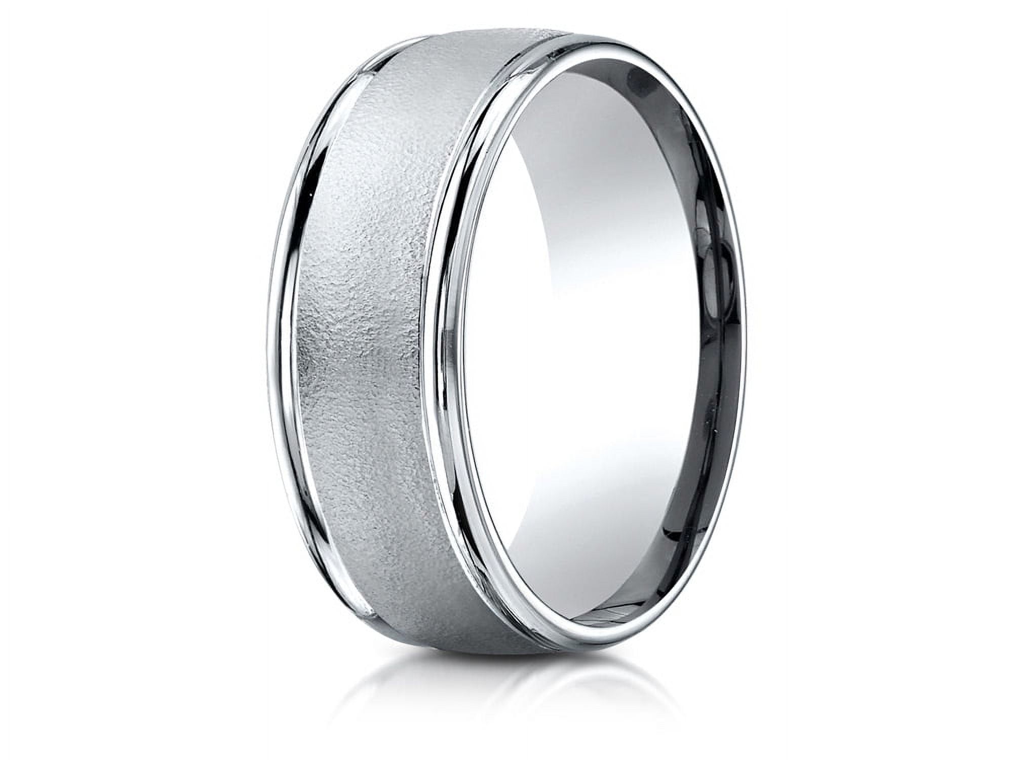 Benchmark 18k Gold 8mm Comfort-fit Wire Brush Finish High Polished ...