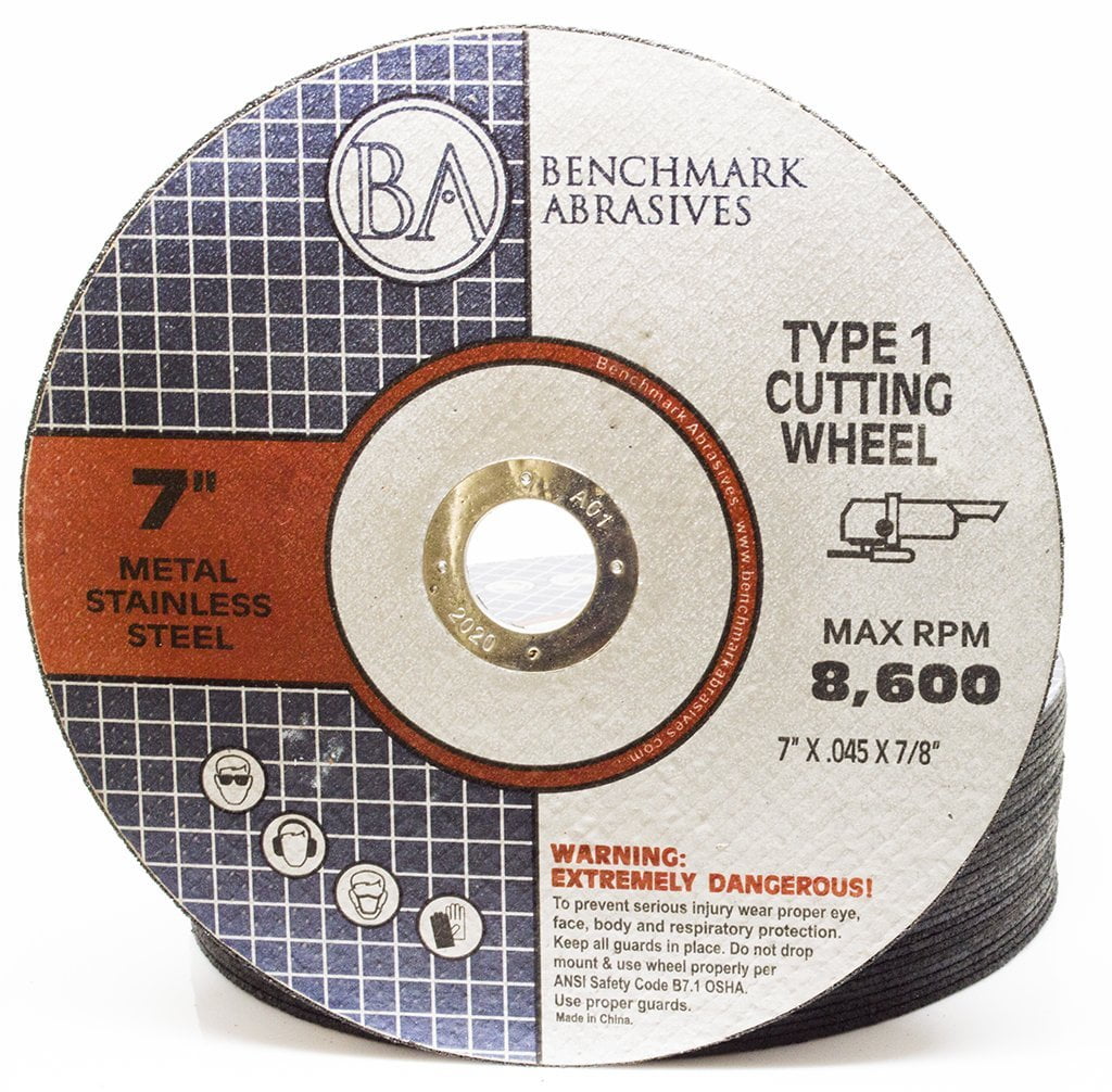 Benchmark Abrasives 7" Type 1 Cutting Wheel 0.045" Thick 7/8" Arbor ...