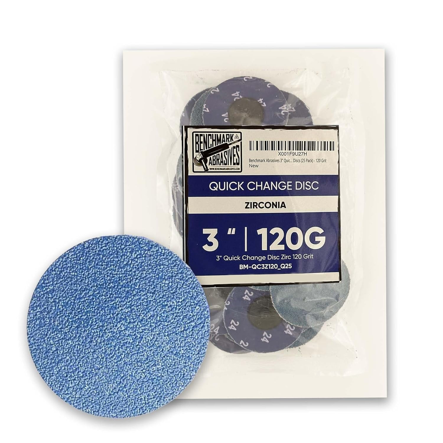 Benchmark Abrasives 3" Quick Change Zirconia Sanding Discs with a Male ...