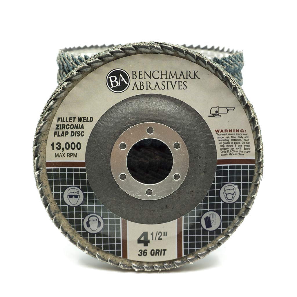 Benchmark Abrasives 4.5” Zirconia Curved Fillet Weld Flap Discs (5 Pack ...
