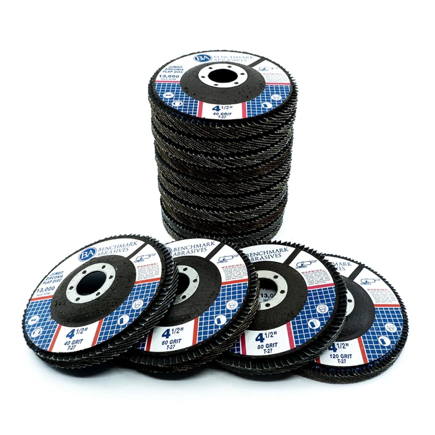 Benchmark Abrasives 4.5" Zirconia Flap Disc Grinding Wheels Type 29, 7/ ...