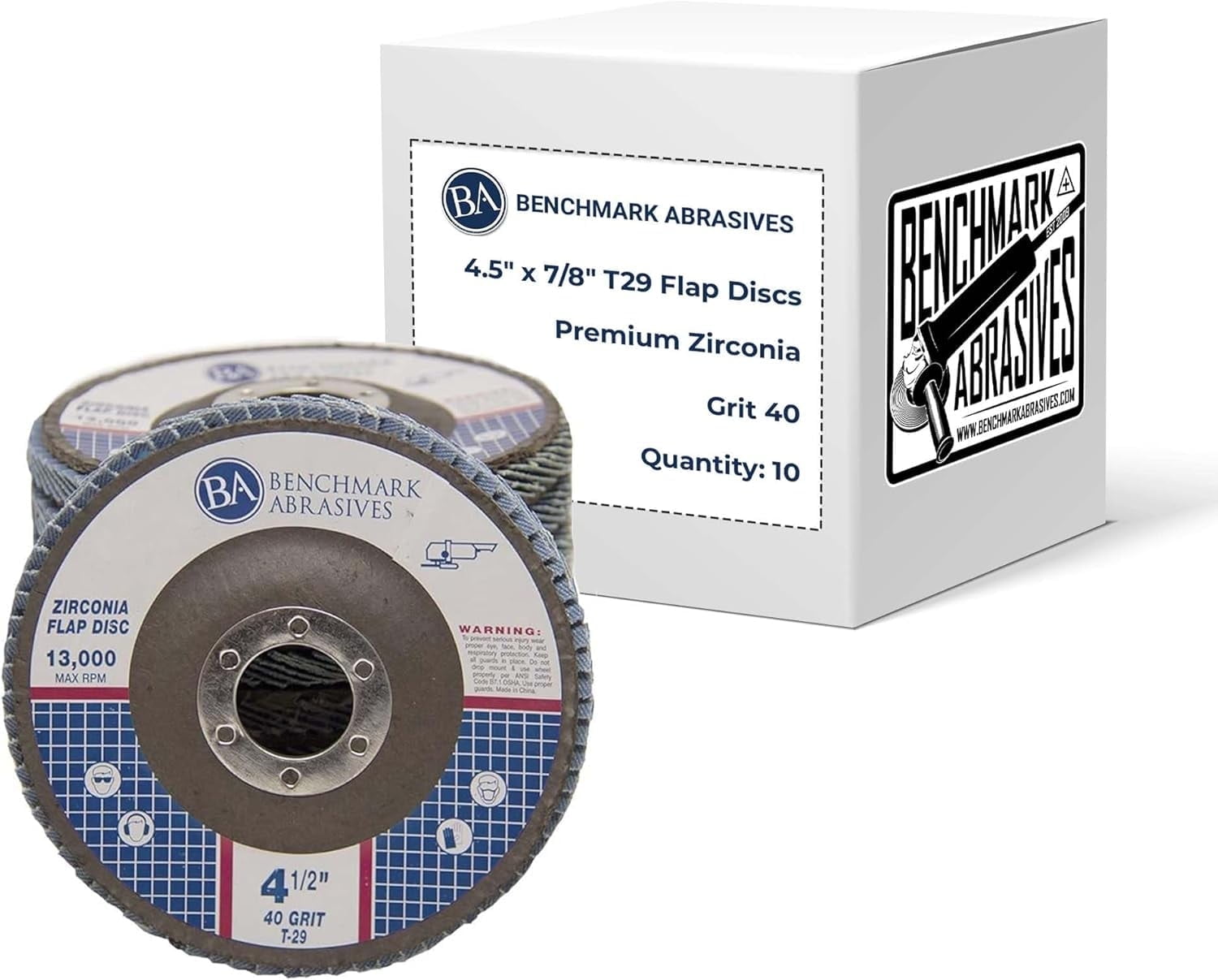 Benchmark Abrasives 4.5" x 7/8" Jumbo Zirconia Flap Disc 40 Grit for ...