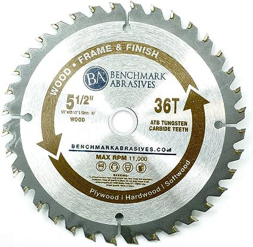 Benchmark Abrasives 5-1/2" 36 Tooth, TCT Wood Cutting Saw Blade for ...
