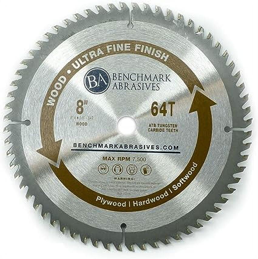 Benchmark Abrasives 8" 64 Tooth, TCT Wood Cutting Saw Blade for General ...