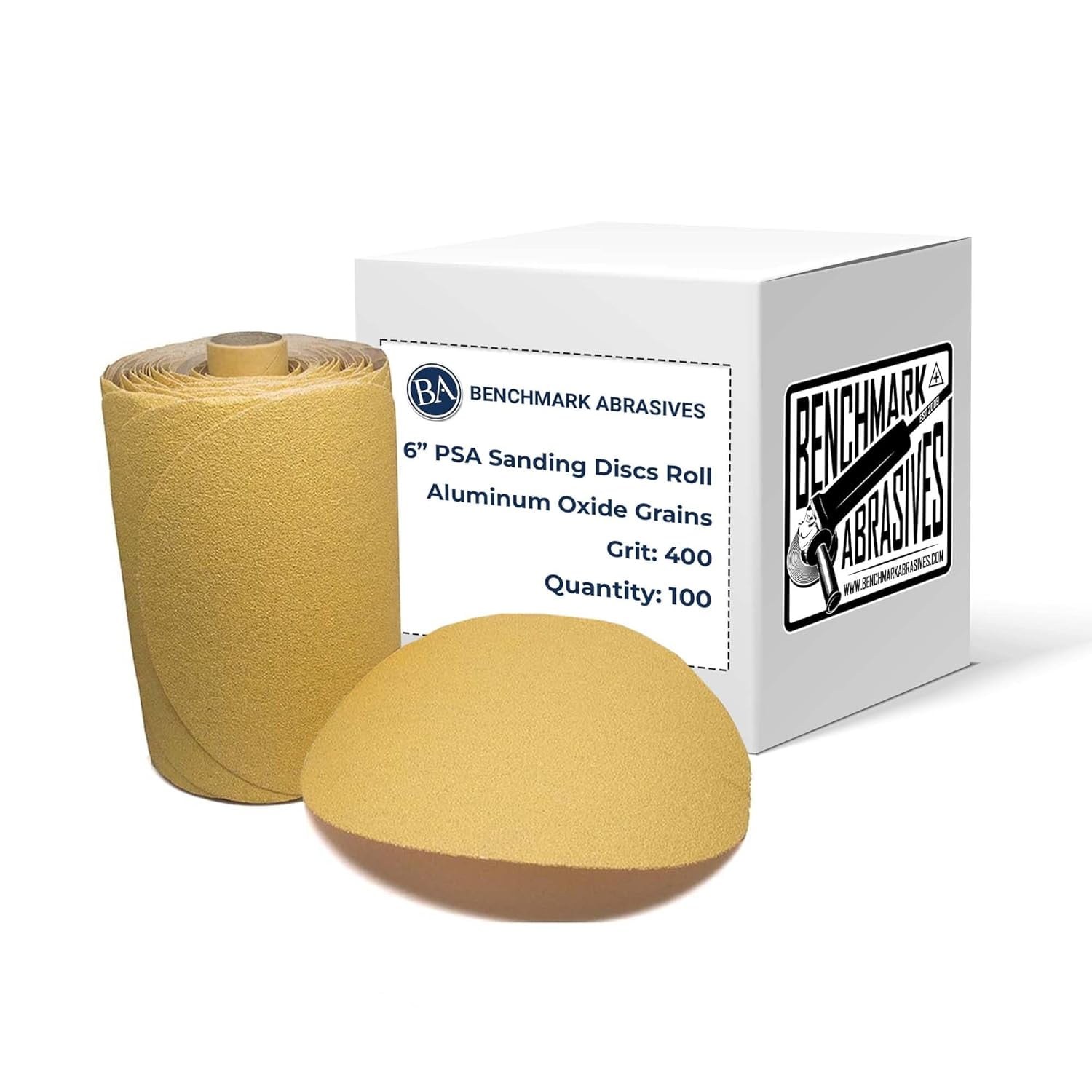 Benchmark Abrasives PSA Gold 6 Inch Self Adhesive Sanding Discs with ...