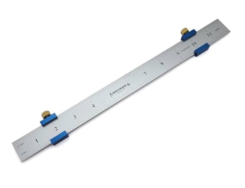 Benchmark Anodized Aluminum Ruler Stops on 12” Stainless Machinist ...