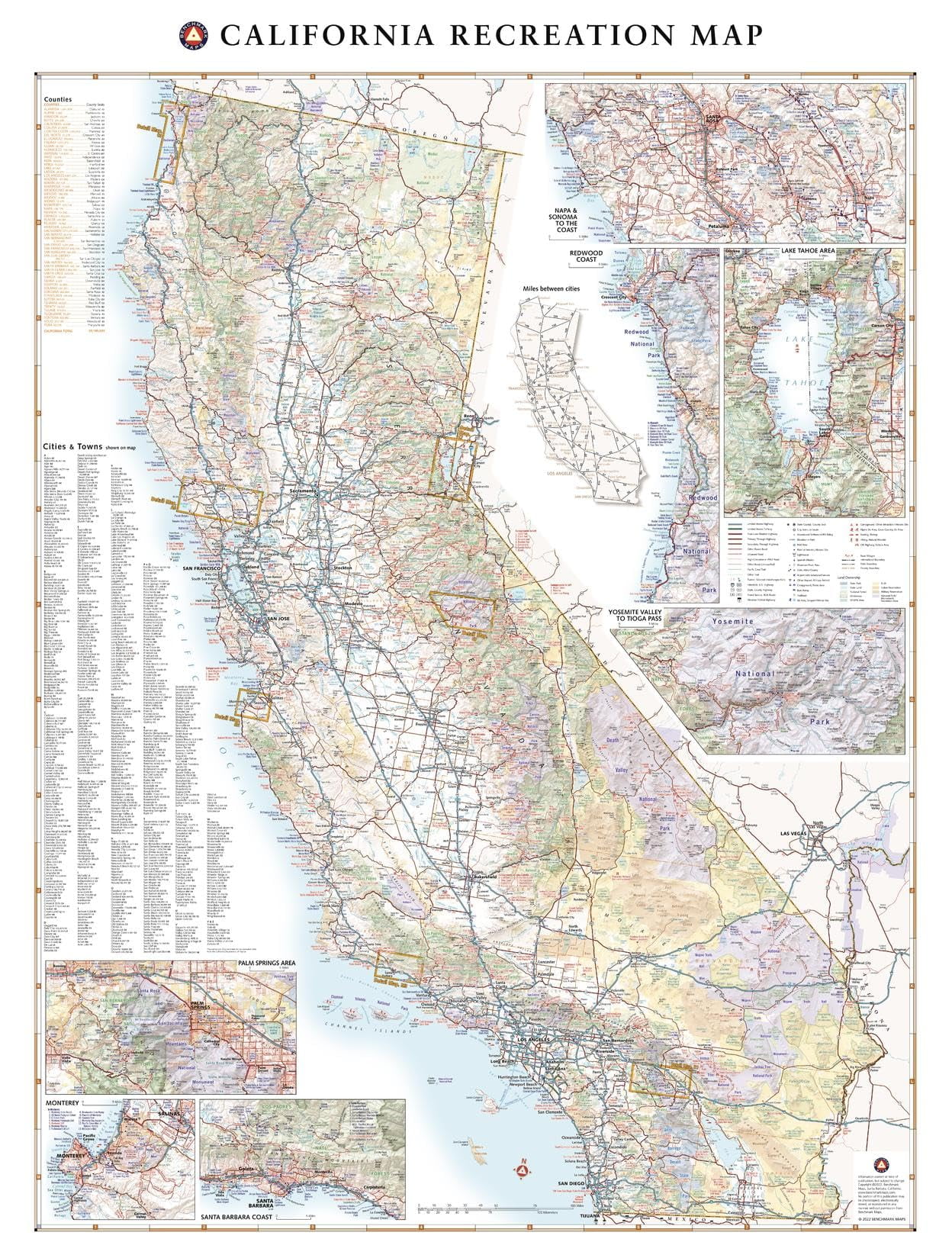 Benchmark Maps: California Recreation Wall Map - 26 x 34 inches - Front ...