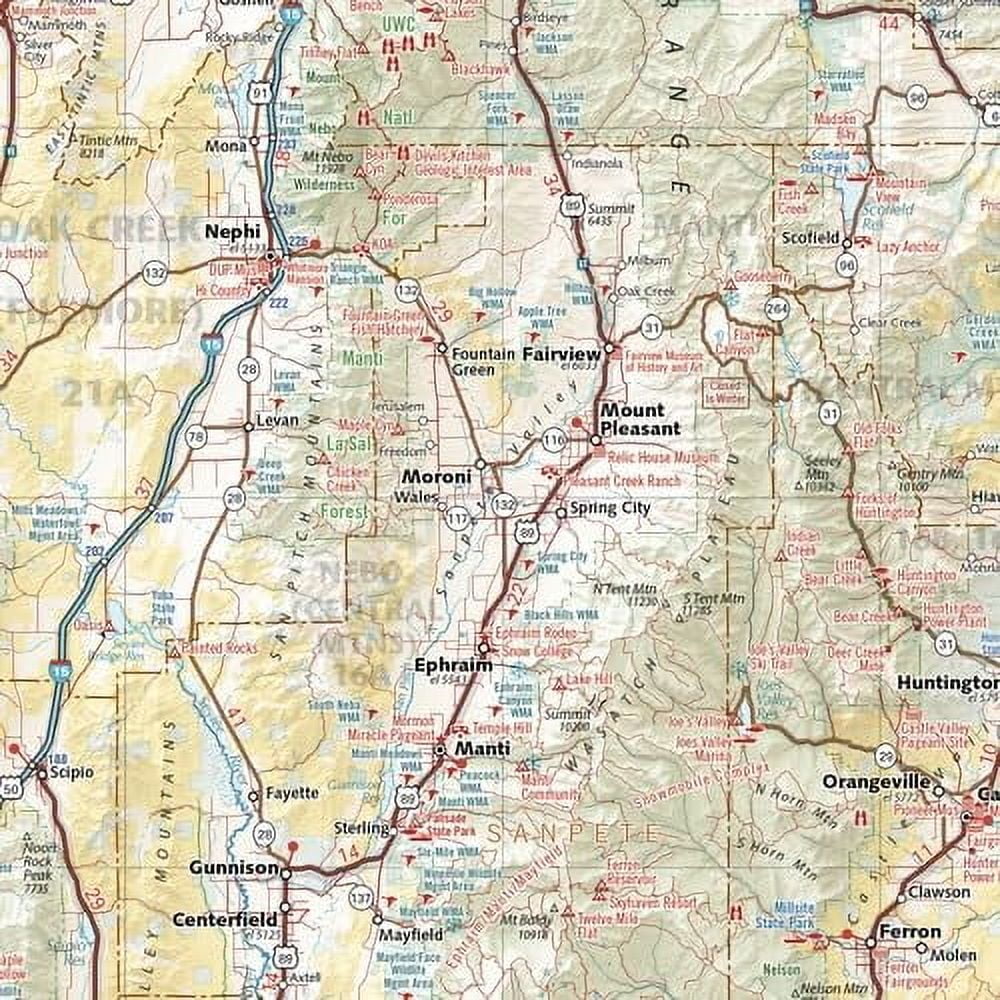 Benchmark Maps: Utah Recreation Wall Map - 26 x 33 inches - Front ...