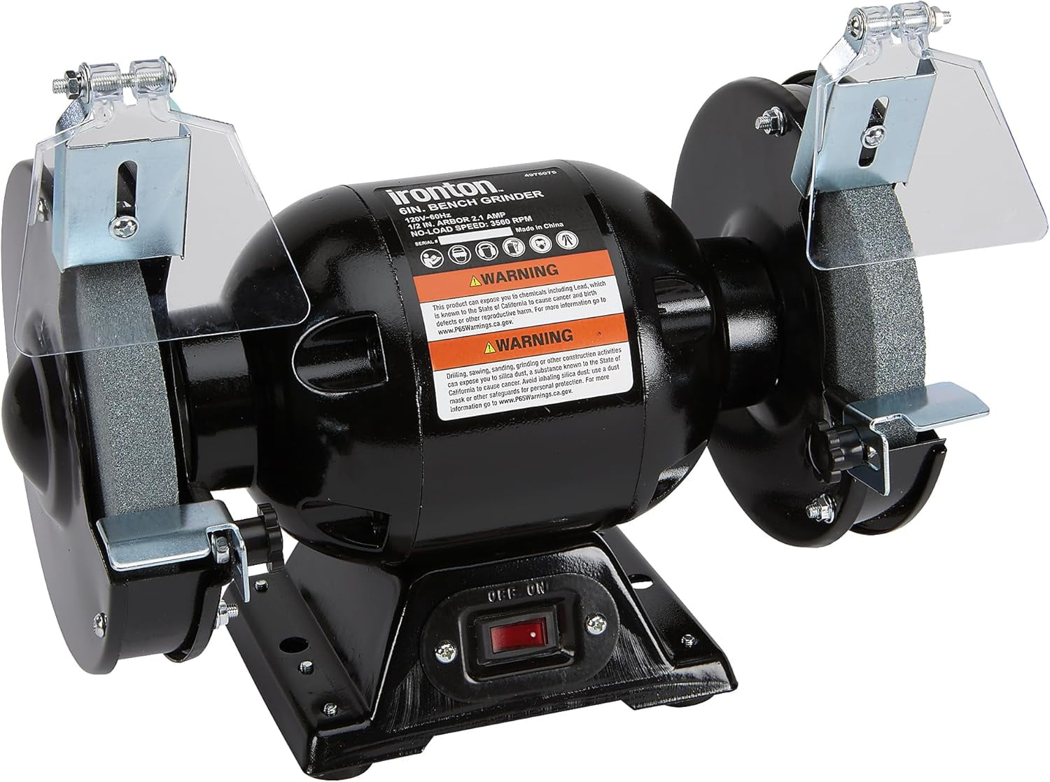 Benchtop Grinder with 6in. Wheel, 2.1 Amps, 1/2 HP, 3560 RPM Max. Speed ...