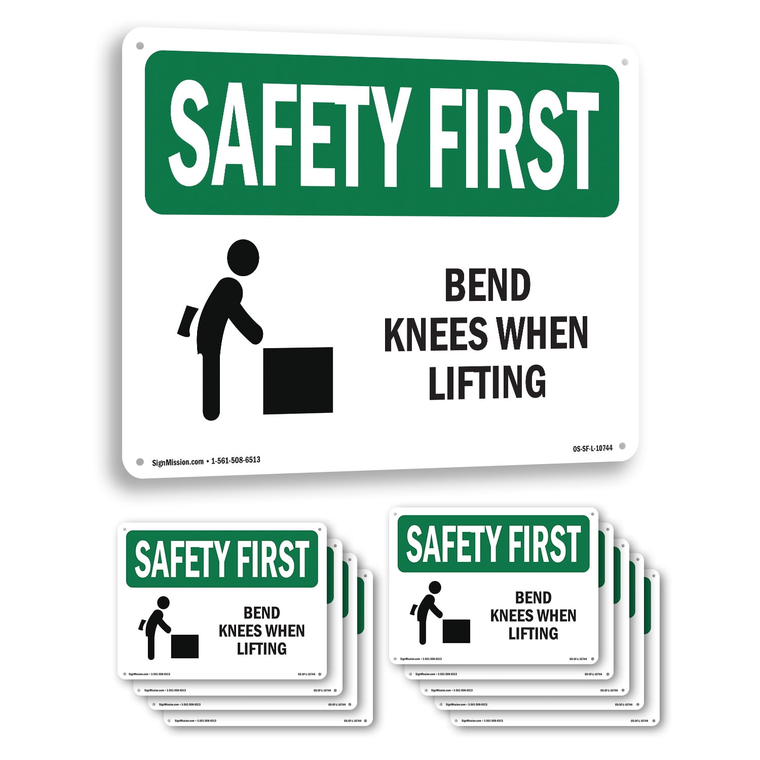Bend Knees When Lifting OSHA SAFETY FIRST Aluminum Sign 14 Inch x 10 ...