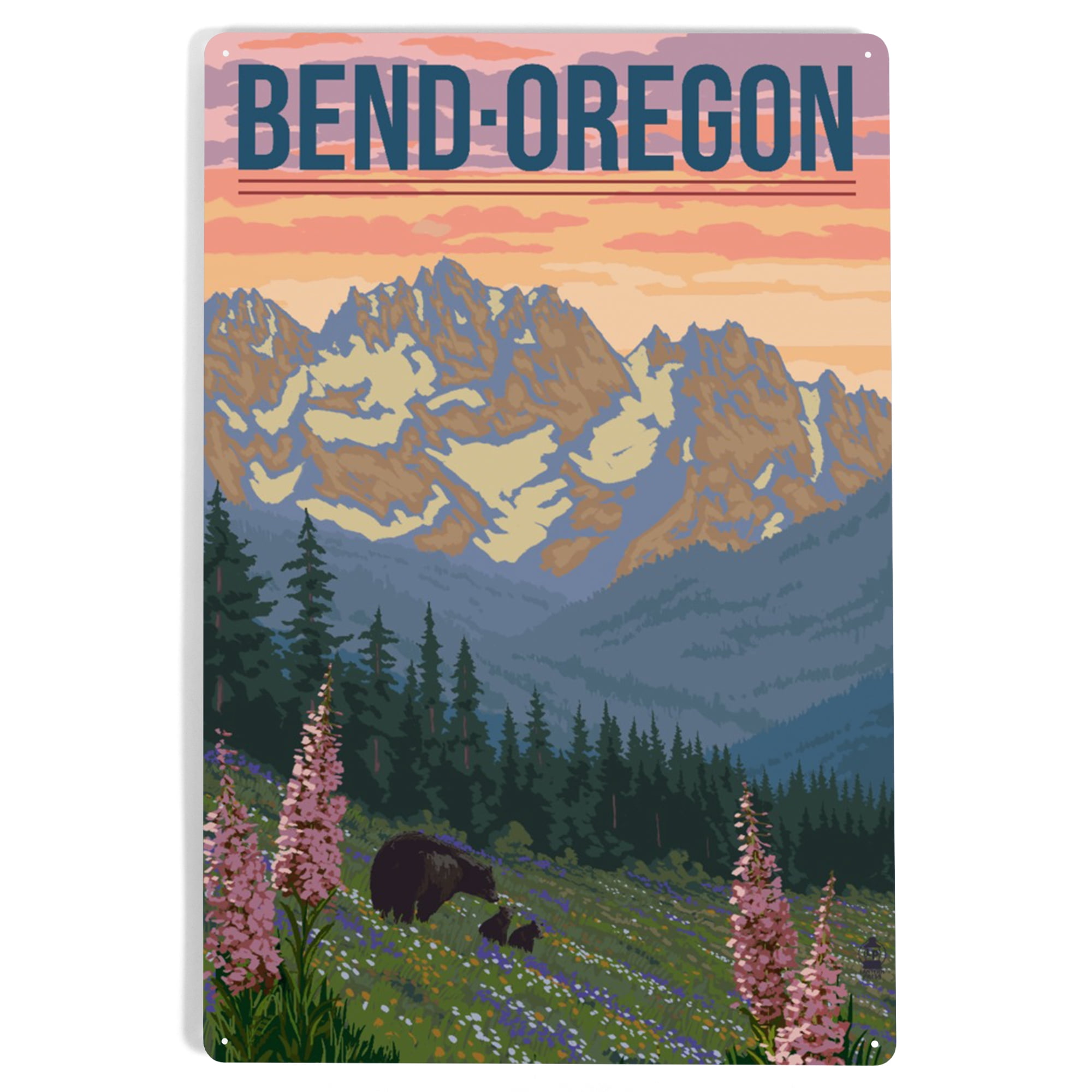 Bend, Oregon, Bear and Spring Flowers (12x18 Aluminum Art, Indoor ...