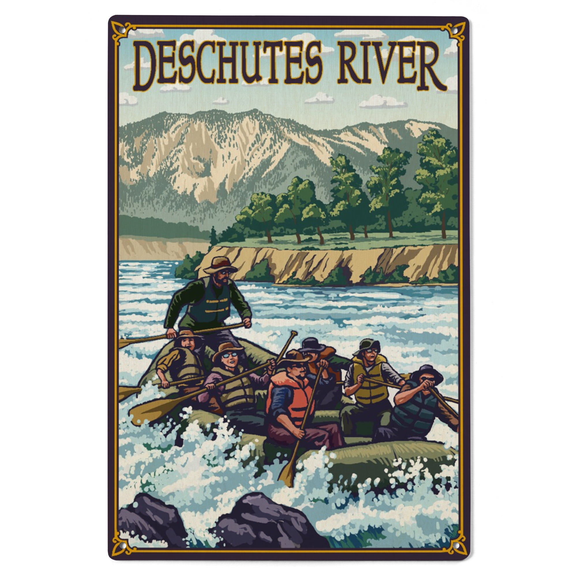 Bend, Oregon, Deschutes River Rafting Birch Wood Wall Sign (6x9 Rustic ...