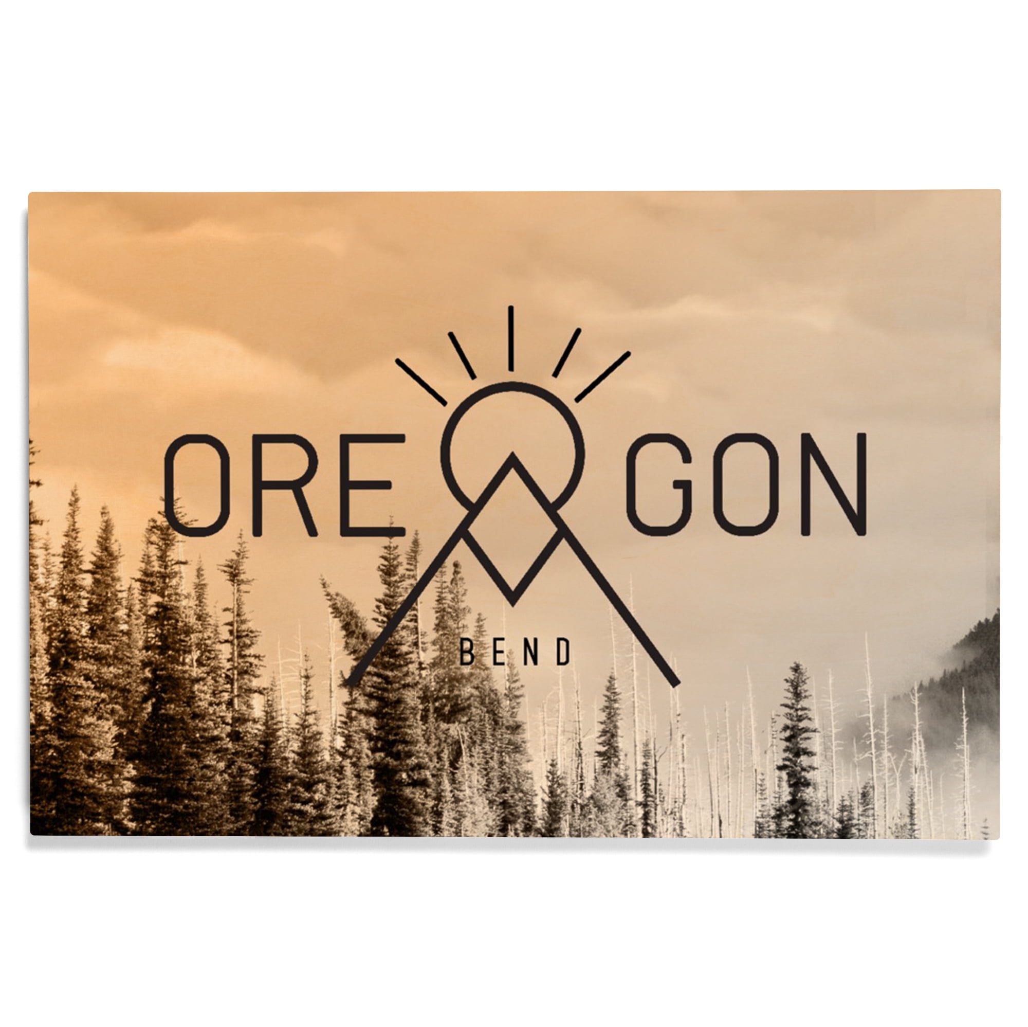 Bend, Oregon, Geometric Opacity Birch Wood Wall Sign (12x18 Rustic Home ...