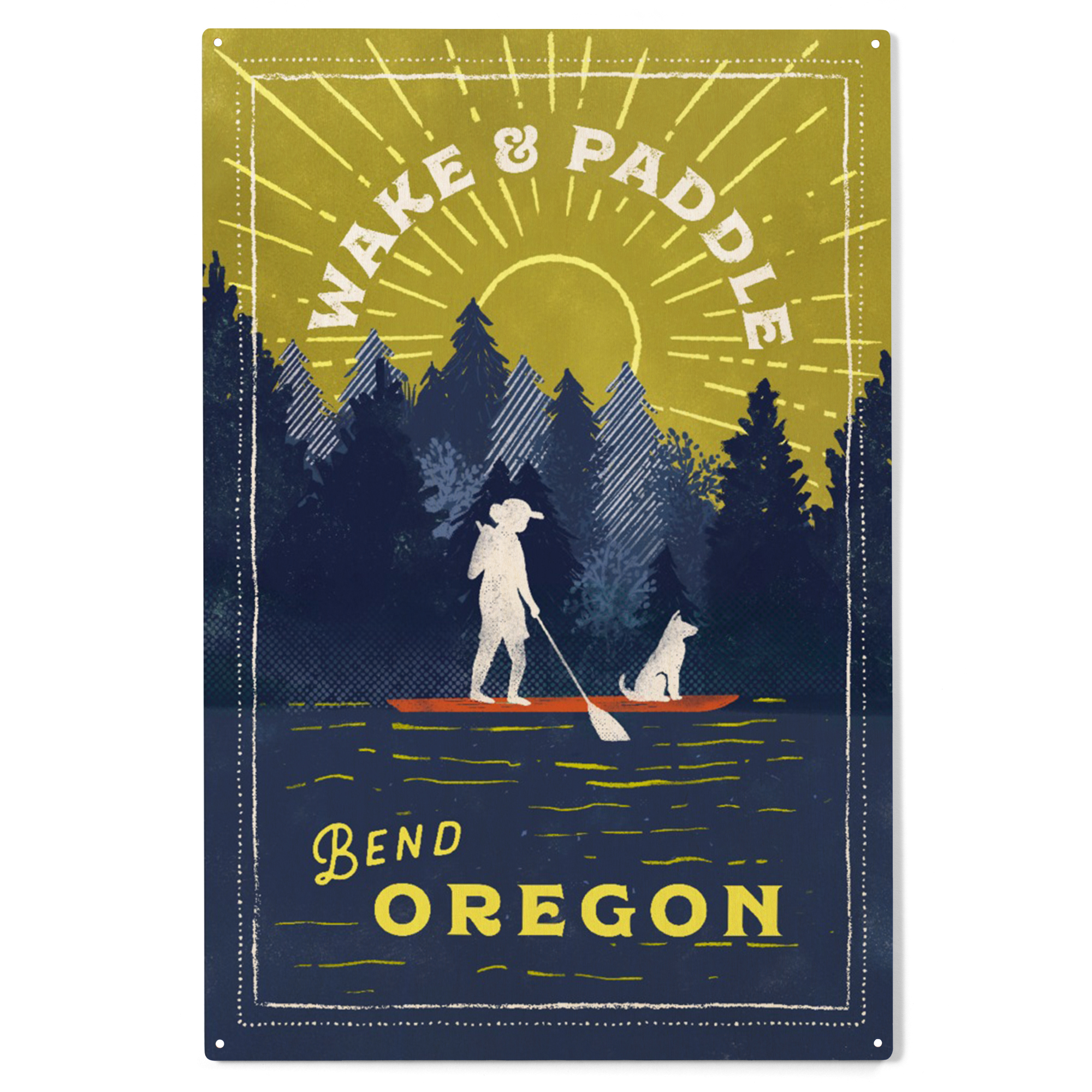Bend, Oregon, Lake Life Series, Wake and Paddle, Landscape with Trees ...