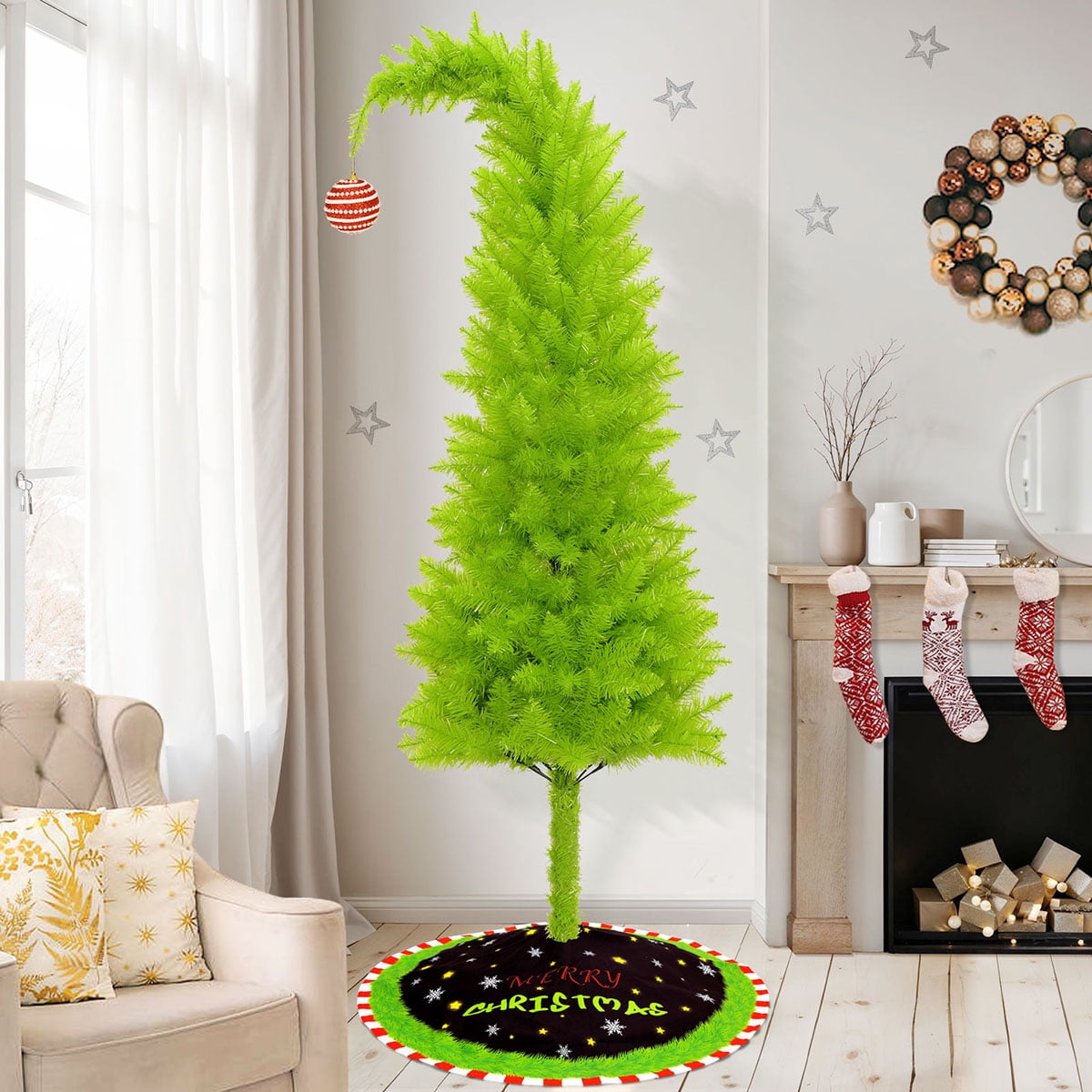 Bendable Christmas Tree 6ft, Slim Christmas Tree Skinny Artificial ...