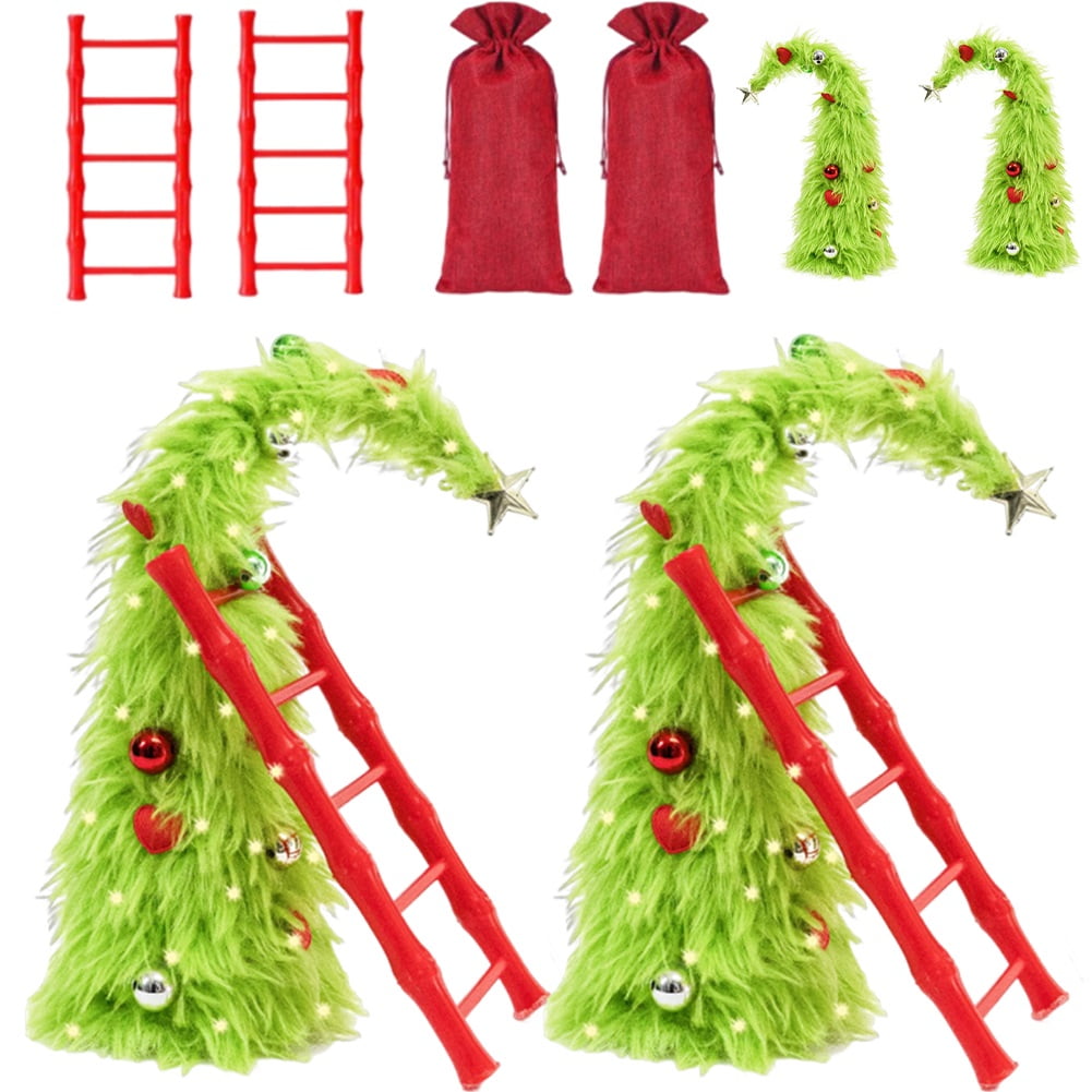 Bendable Green Christmas Tree with Mini Ladder, 1ft Small Plush ...