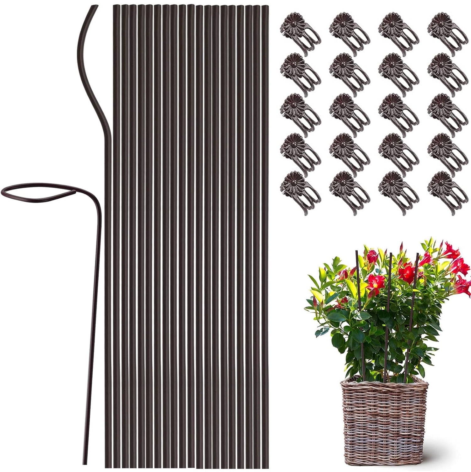 Bendable Plant Stakes,Bexikou 20Pcs Plant Support Sticks, Garden Single ...