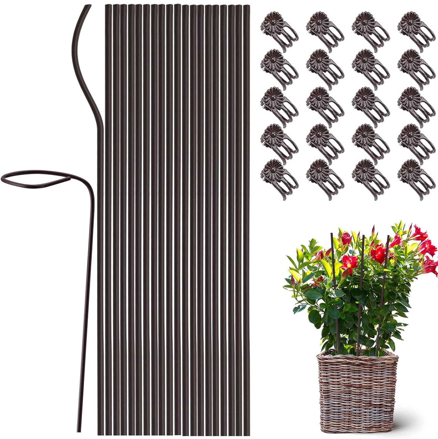 Bendable Plant Stakes,Bexikou 20Pcs Plant Support Sticks, Garden Single ...