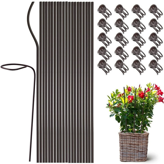 Bendable Plant Stakes,Bexikou 20Pcs Plant Support Sticks, Garden Single ...