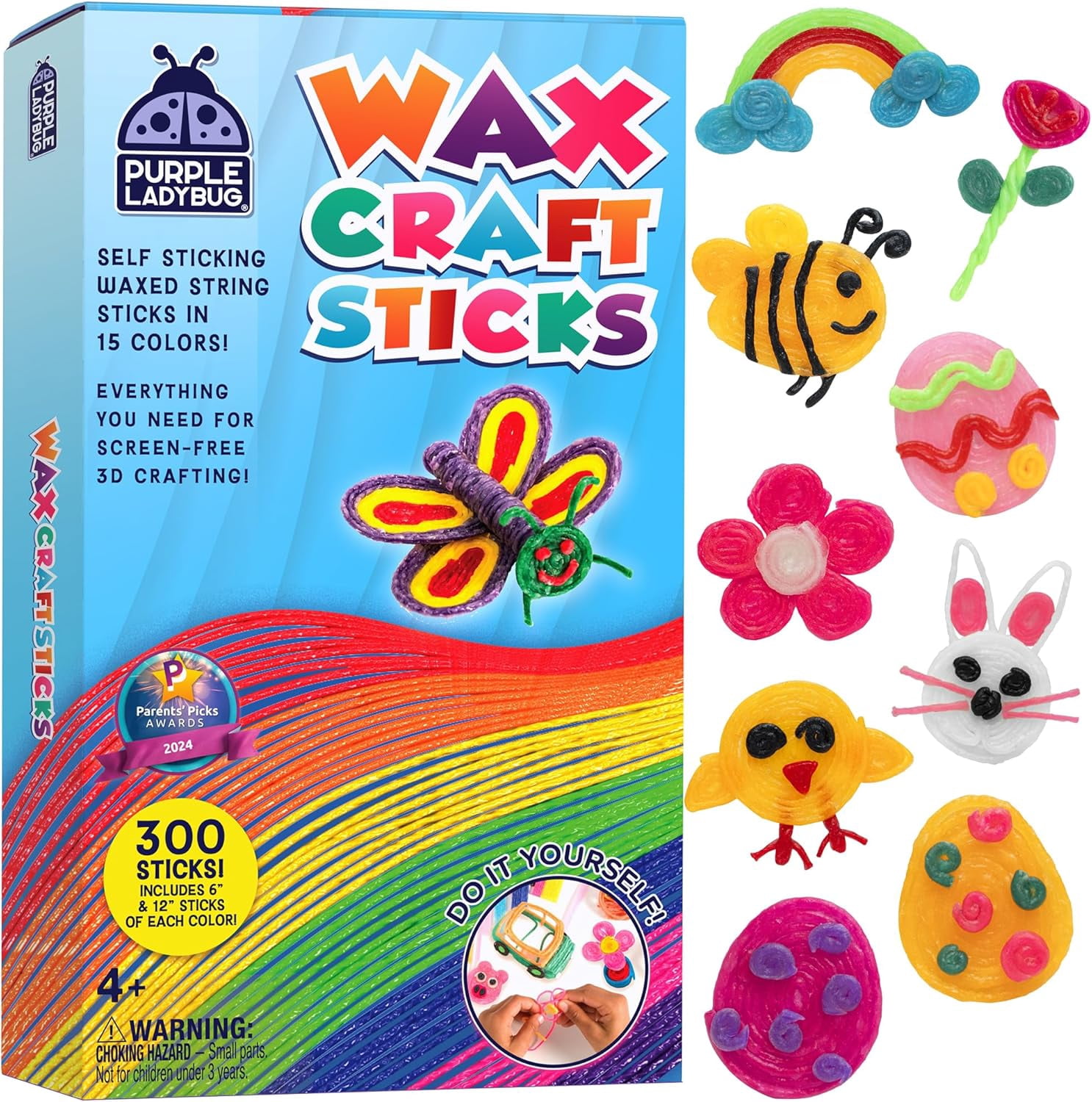 Bendable Wax Craft Sticks for Kids - 15 Colors, 6&12 Inches, Each ...
