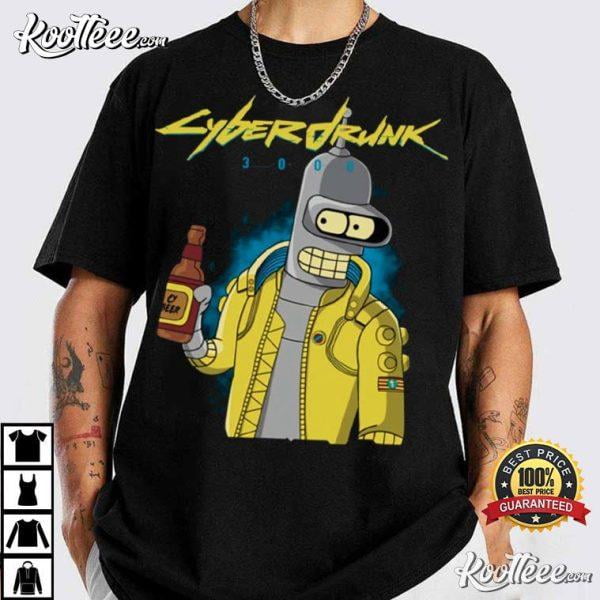 Bender Cyberdrunk Funny Drinking Futurama T-Shirt Shirt, Size L, Tee ...