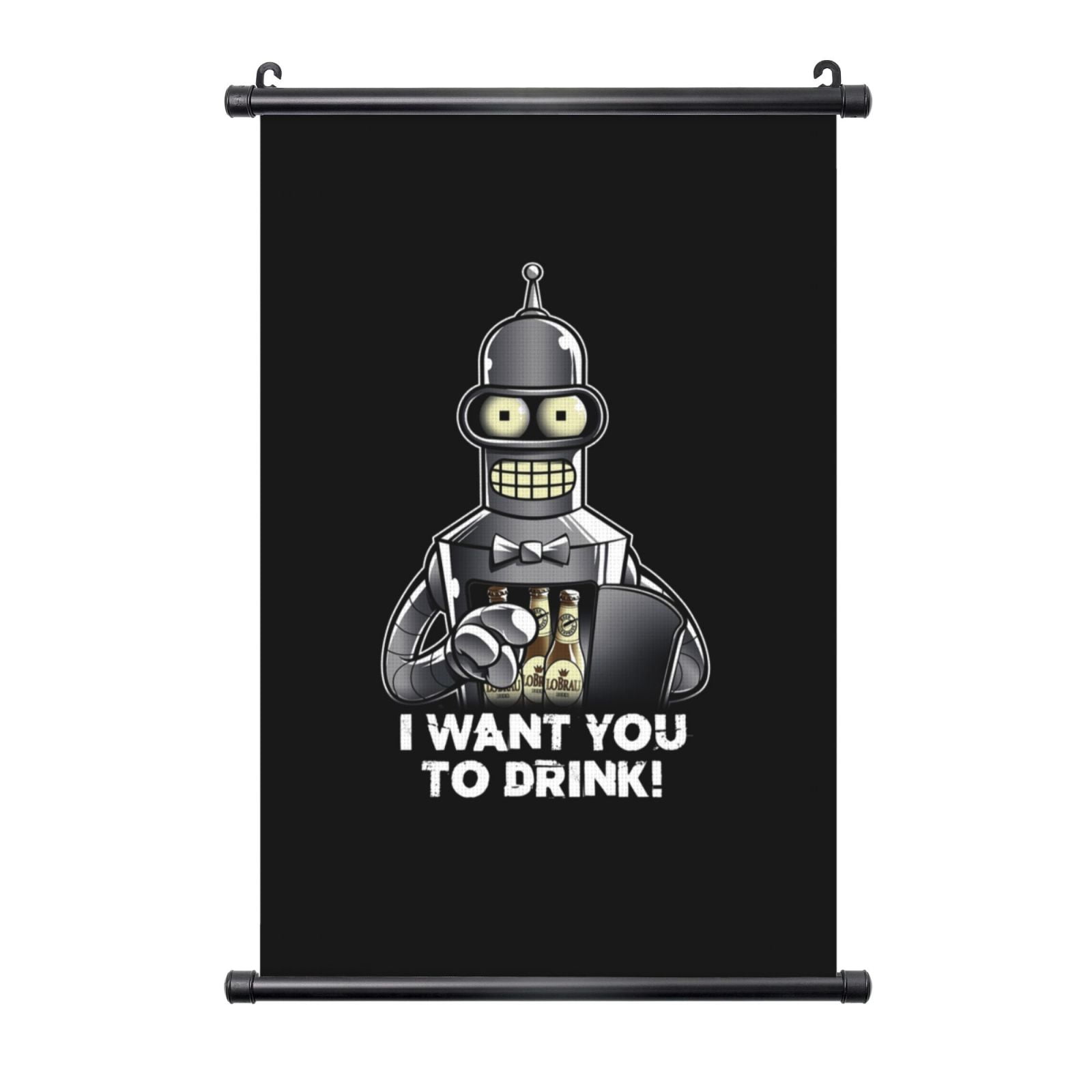 Bender Futurama Cartoon Black Plastic Shaft Hanging Poster Canvas Wall ...